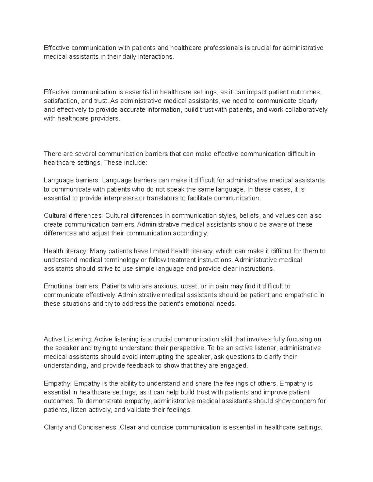 Effective Communication with Patients and Healthcare Professionals ...