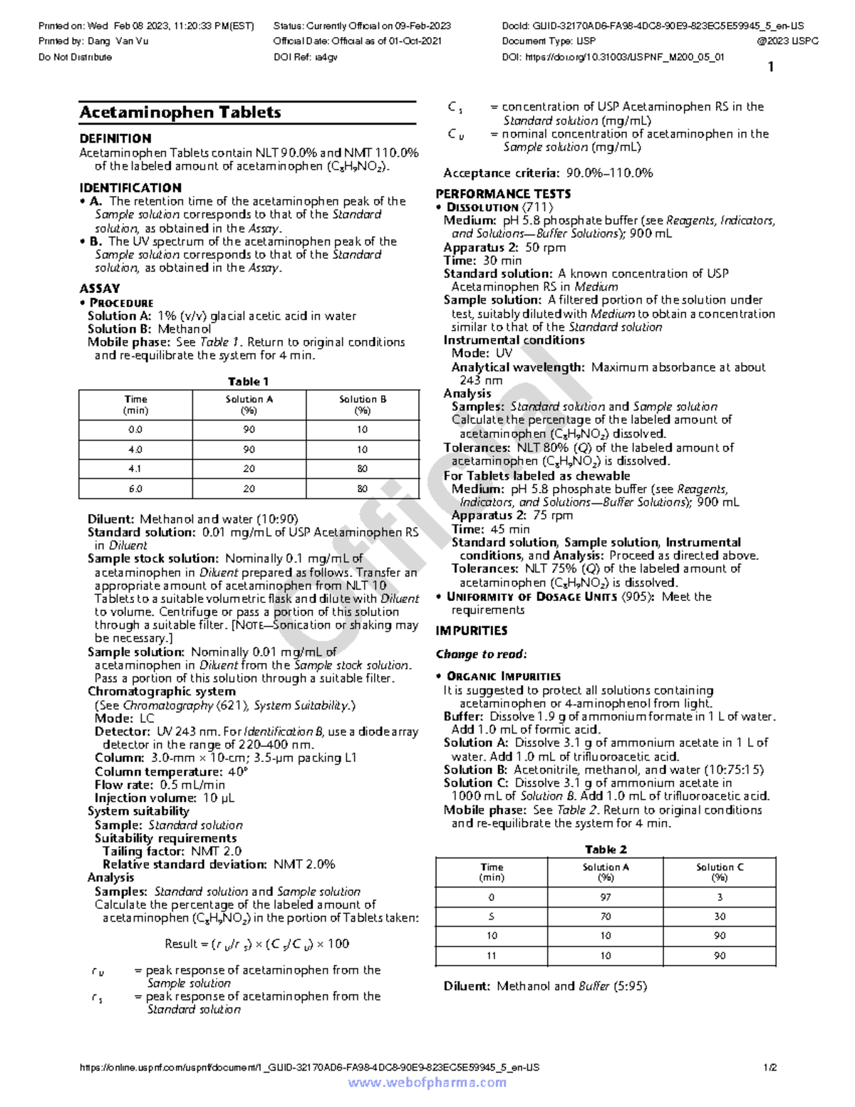Acetaminophen Tablets - Acetaminophen Tablets DEFINITION Acetaminophen ...