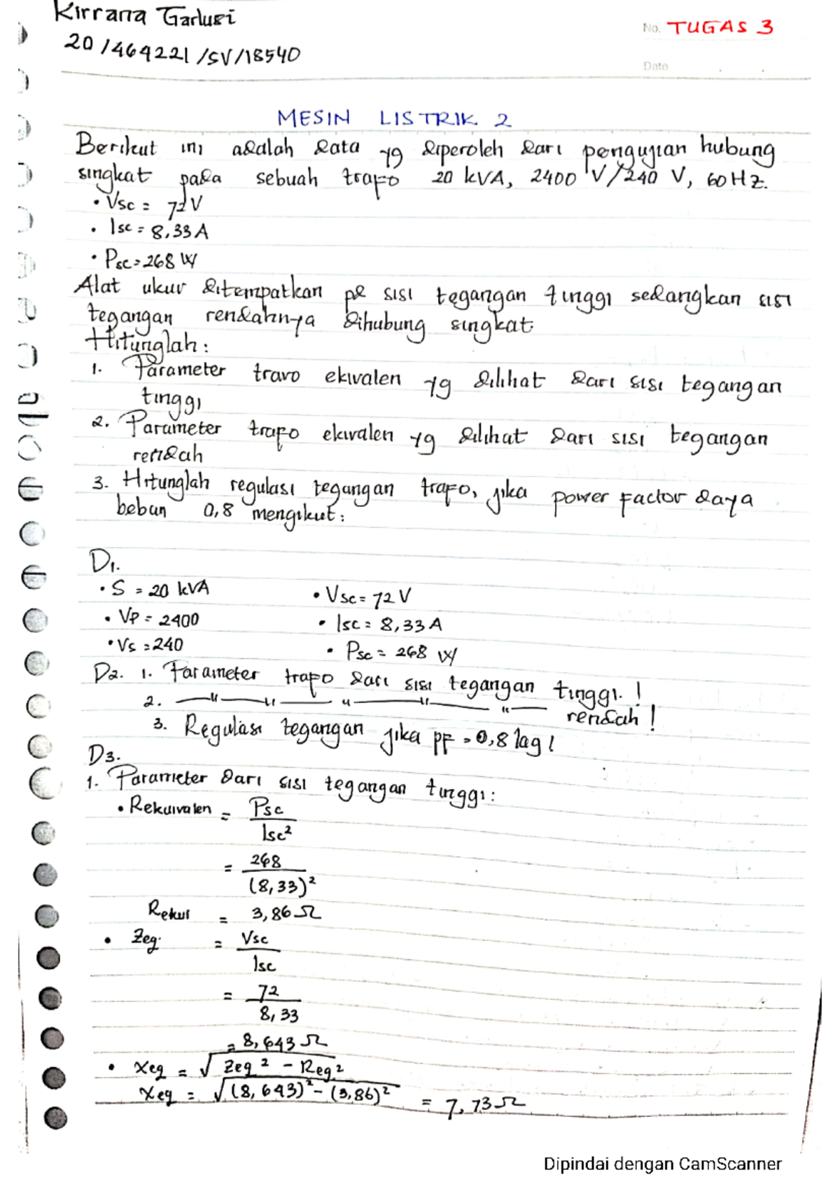 Tugas 3 ML2 Kirrana Garlusi 20.464221 - electrical engineer - Studocu