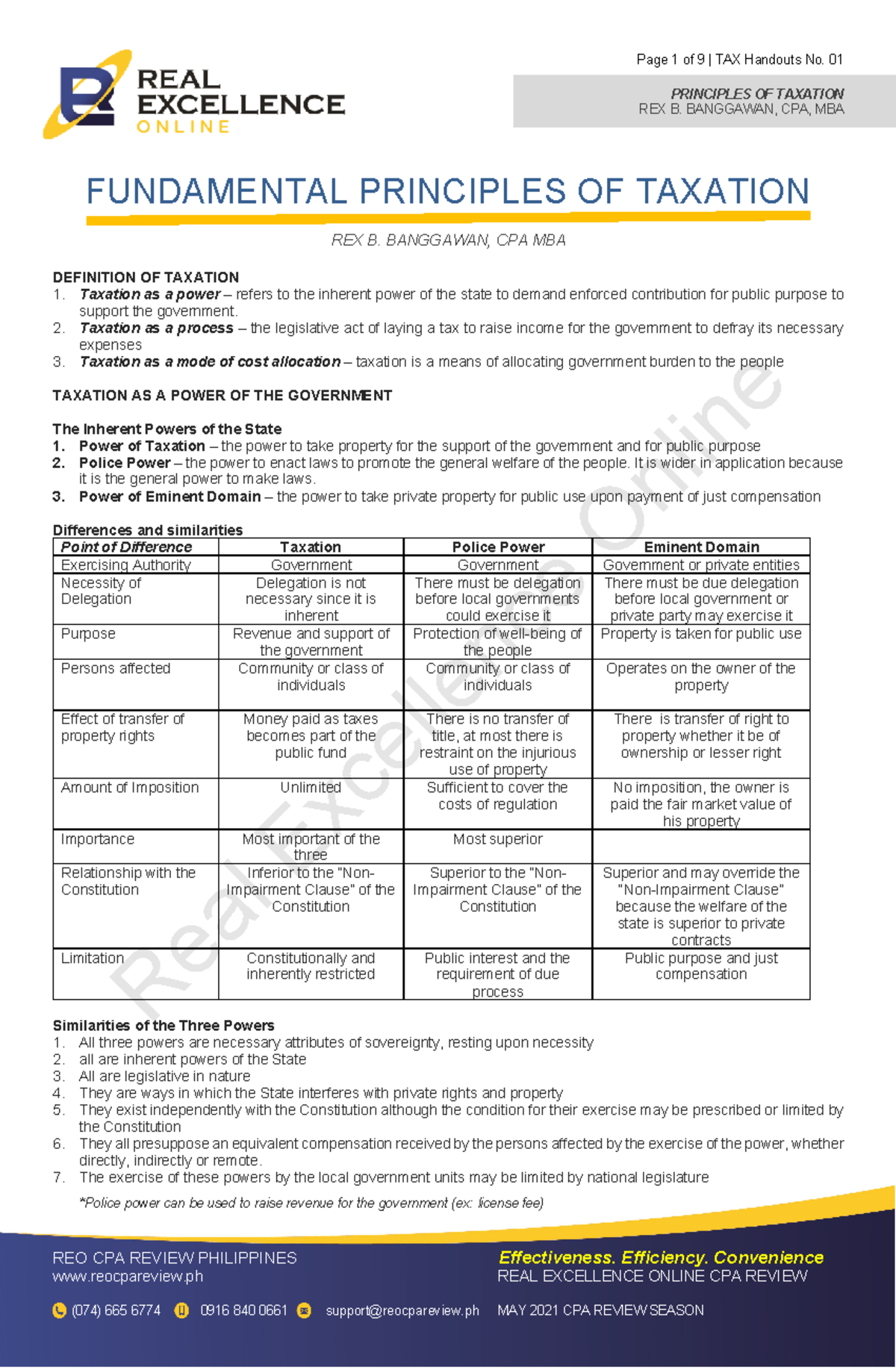 TAX 01 - Fundamental Principles of Taxation - Real Excellence Online ...