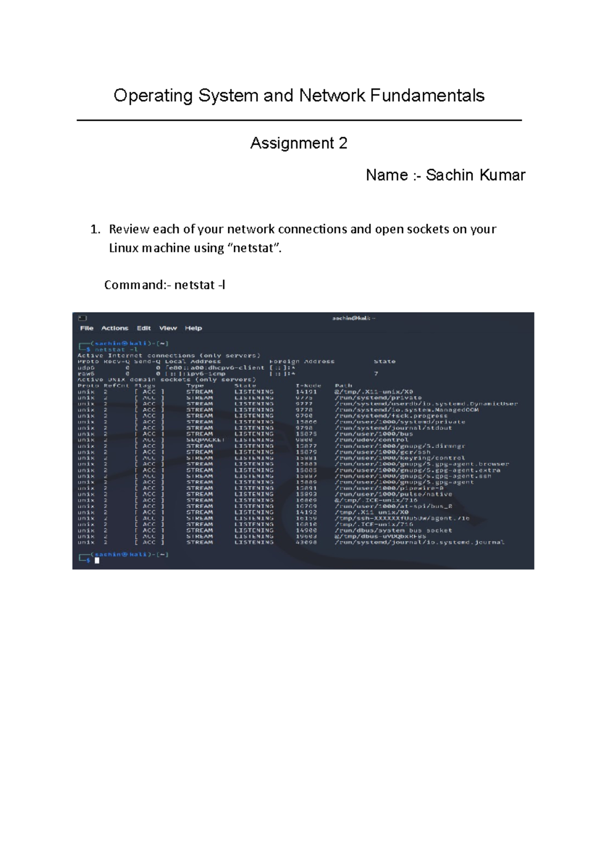 Assignment 2 - not read - Operating System and Network Fundamentals - Studocu