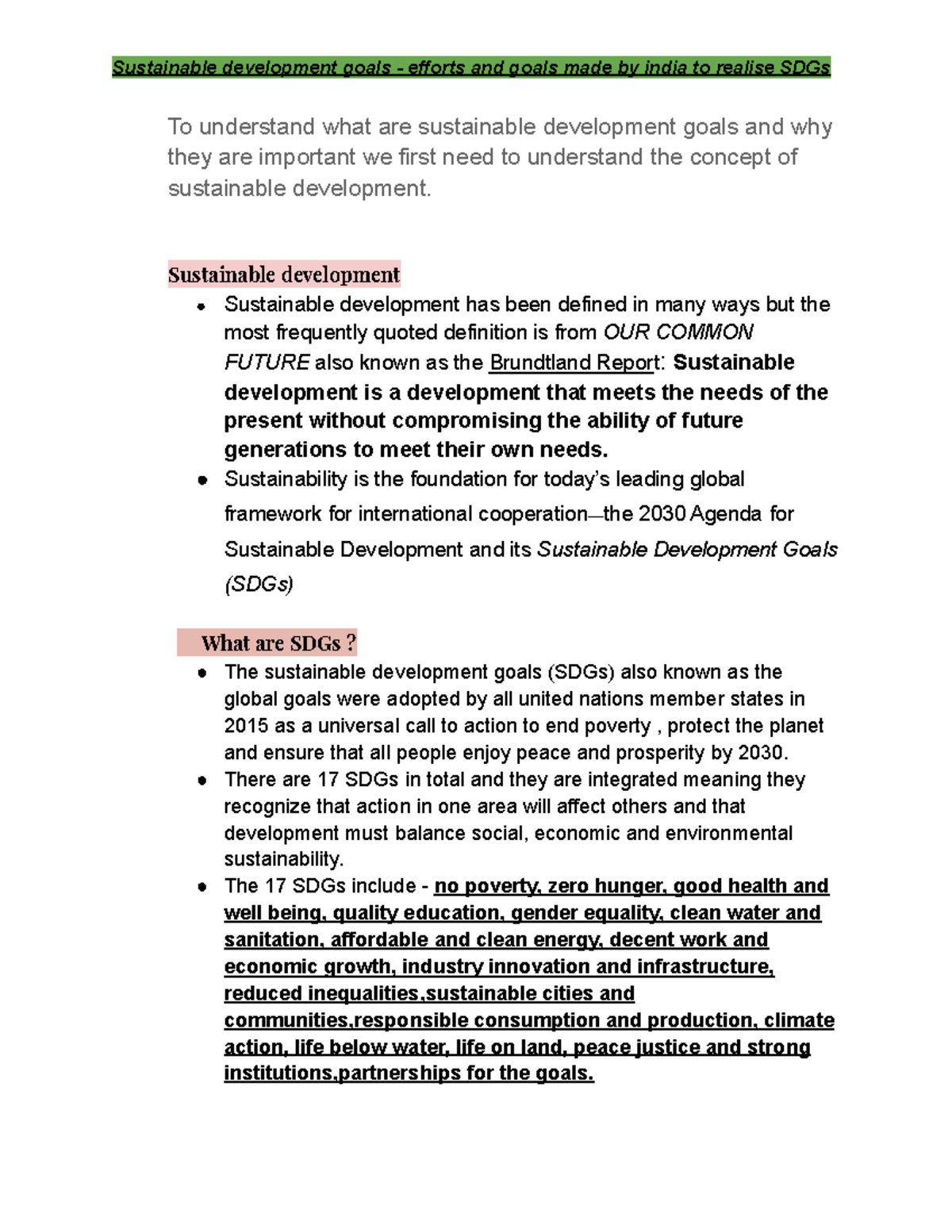 SDGs - sustainable development goals - To understand what are ...