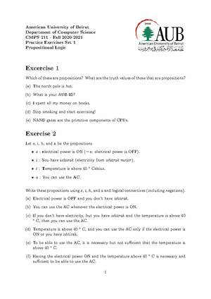 Practice Exercises Set 2 - American University of Beirut Department of Computer Science CMPS 211 ...