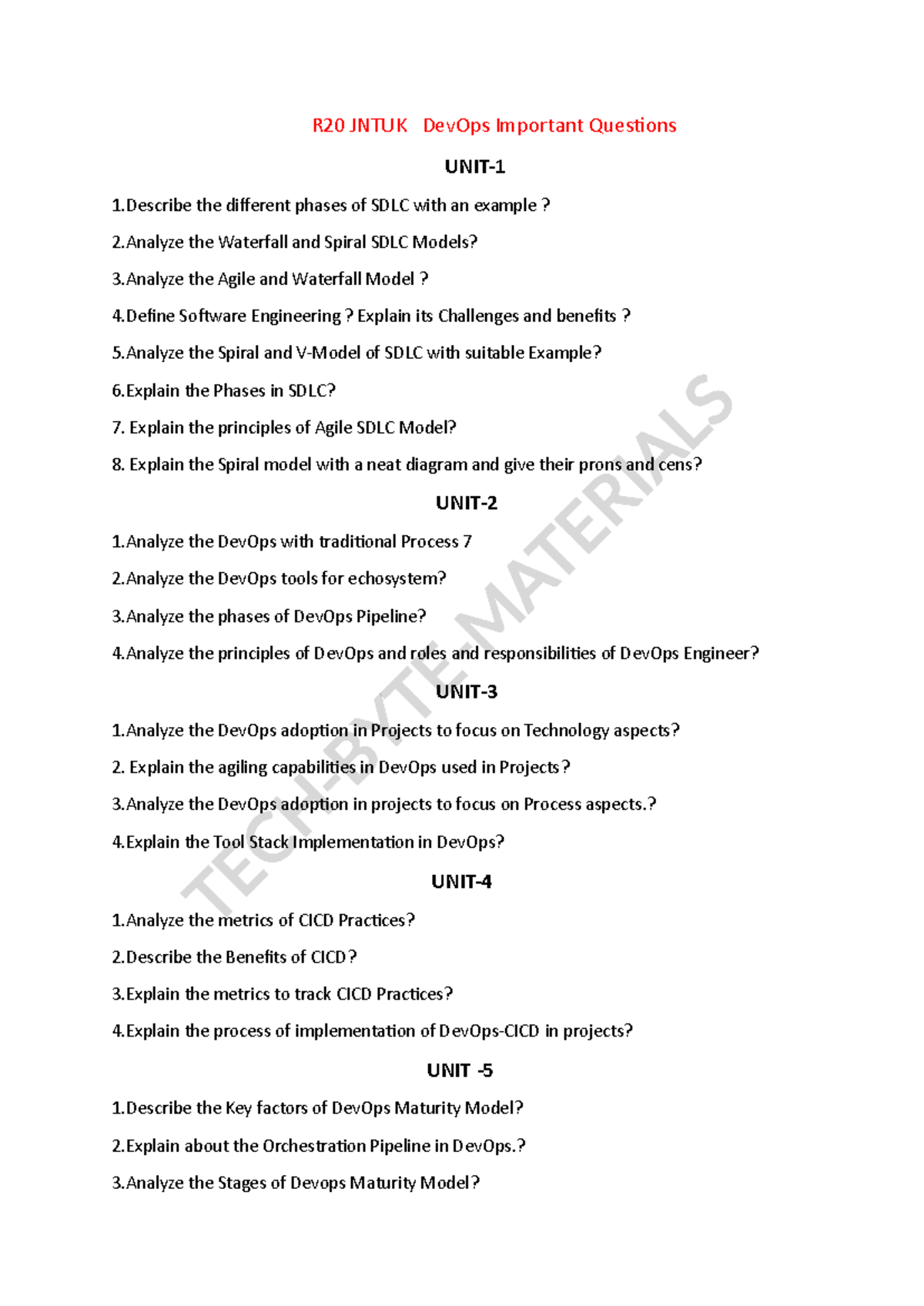 Dev Ops - Devops - R20 JNTUK DevOps Important Questions UNIT- 1 1 the different phases of SDLC ...