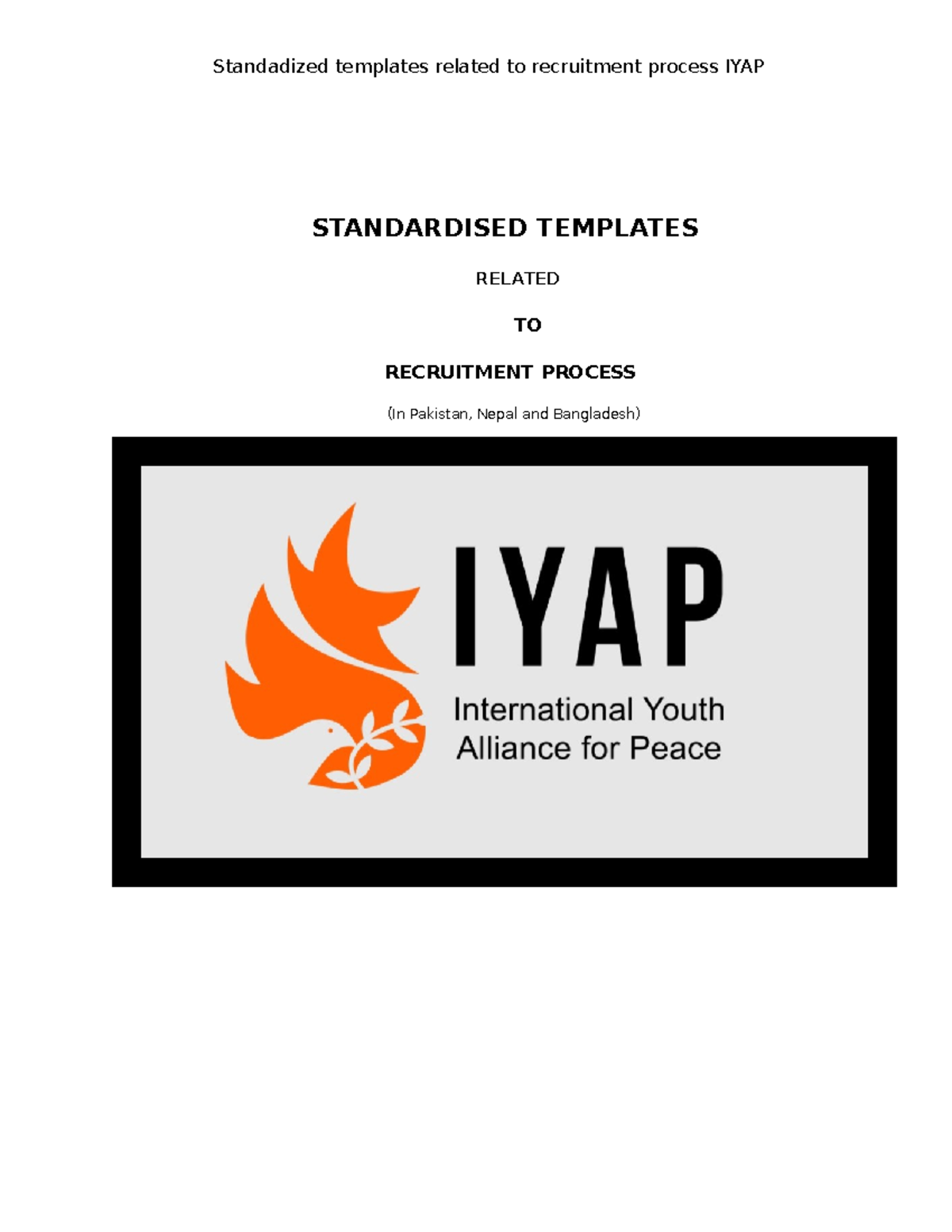 Standardised templates - STANDARDISED TEMPLATES RELATED TO RECRUITMENT ...