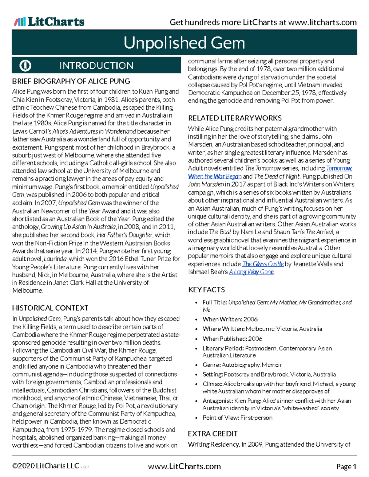 Unpolished-Gem-Lit Chart - Unpolished Gem BRIEF BIOGRAPHY OF ALICE PUNG ...