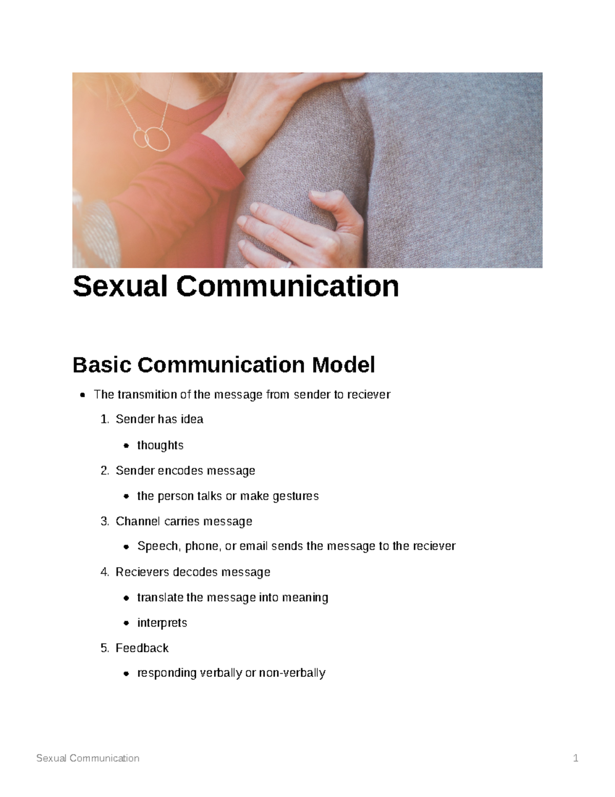Sexual Communication Sexual Communication Basic Communication Model