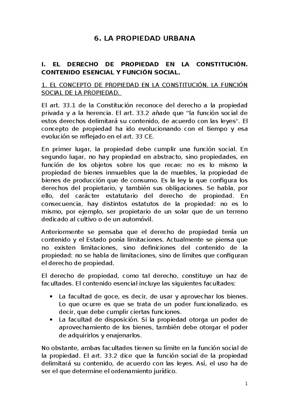 TEMA 6 - Apuntes 1 - 6. LA PROPIEDAD URBANA I. EL DERECHO DE PROPIEDAD ...