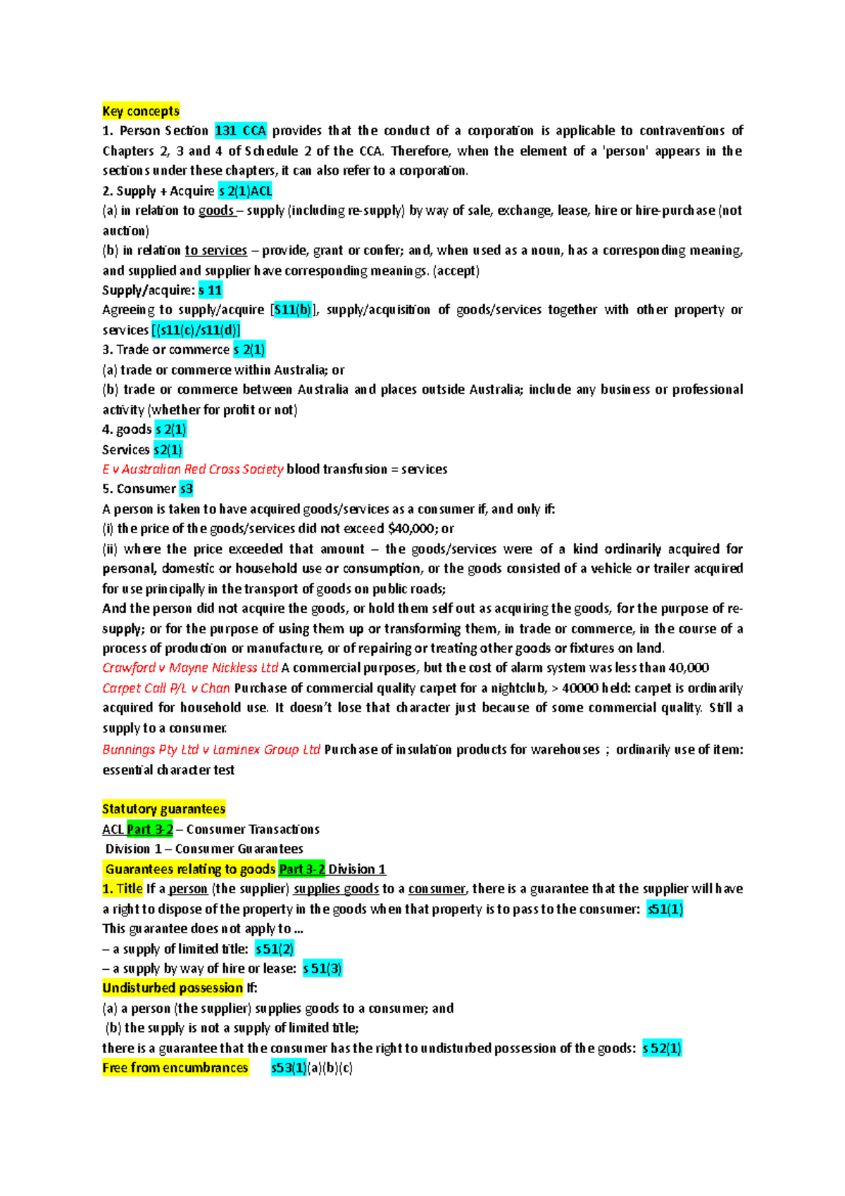 Obligation template Final 2 - **Key concepts Person** Section 131 CCA ...
