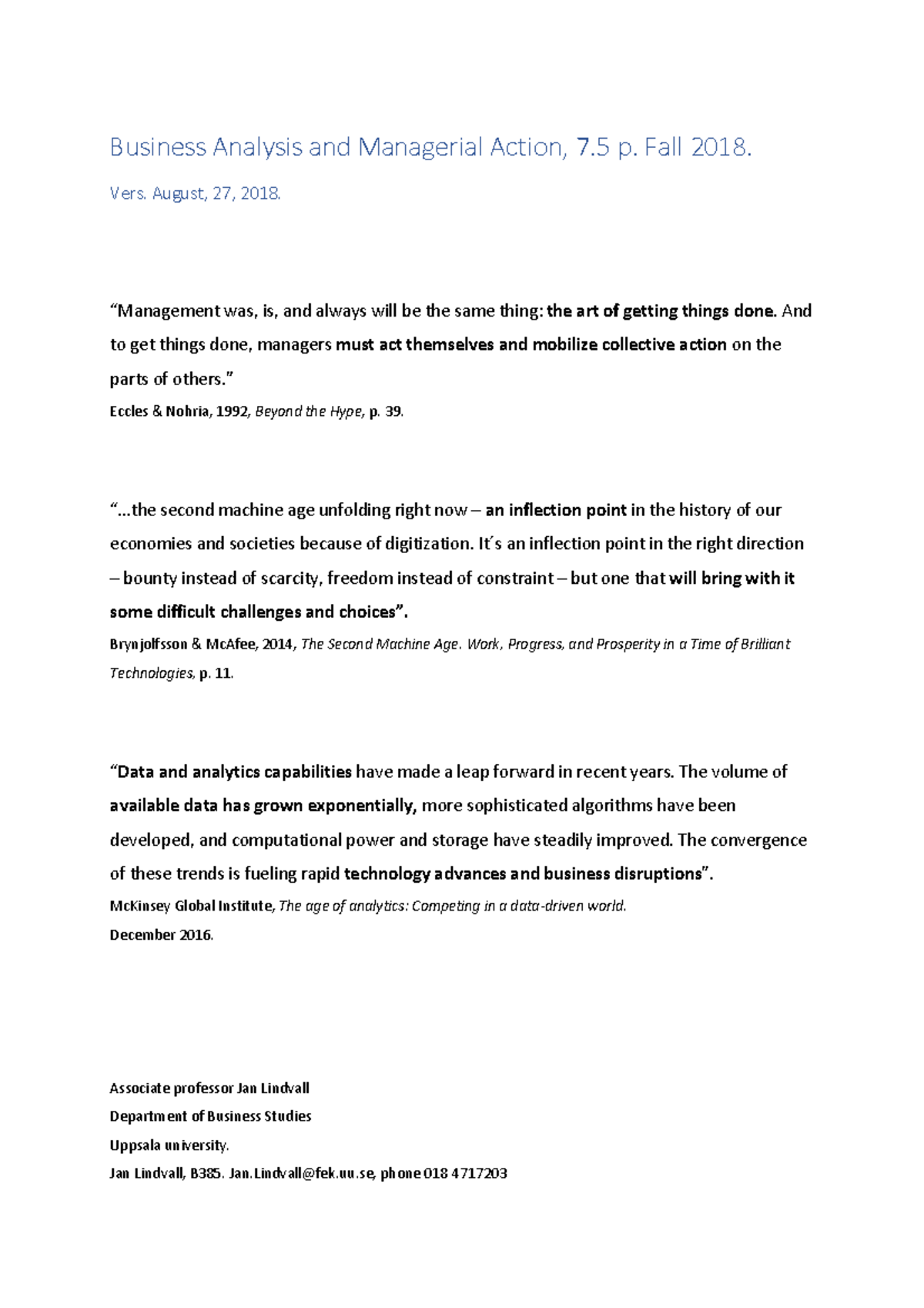 Coursebook Business Analysis and Action 2018 - Business Analysis and ...