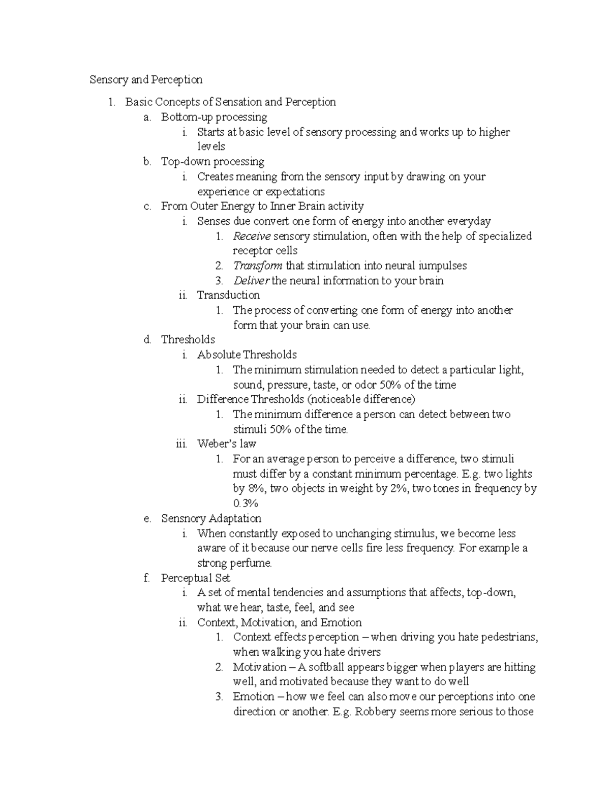 Chapter 5 Outline, Psychology (David G. Myers / C. Nathan DeWall ...