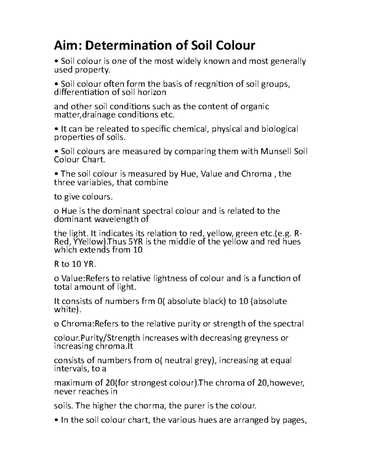 Determination of Soil Colour - Soil colour often form the basis of ...