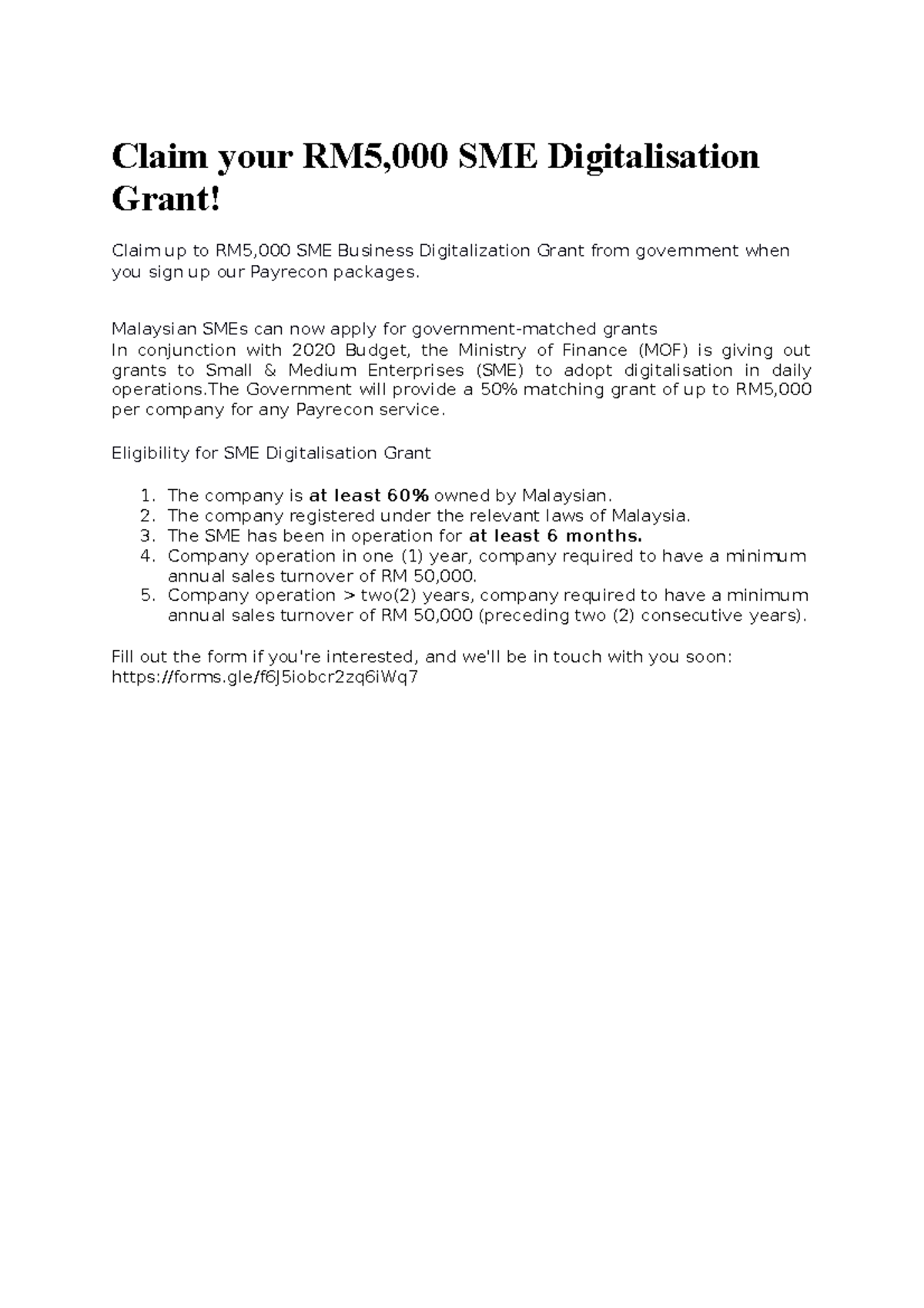 Grant Announcement - Claim your RM5,000 SME Digitalisation Grant! Claim ...