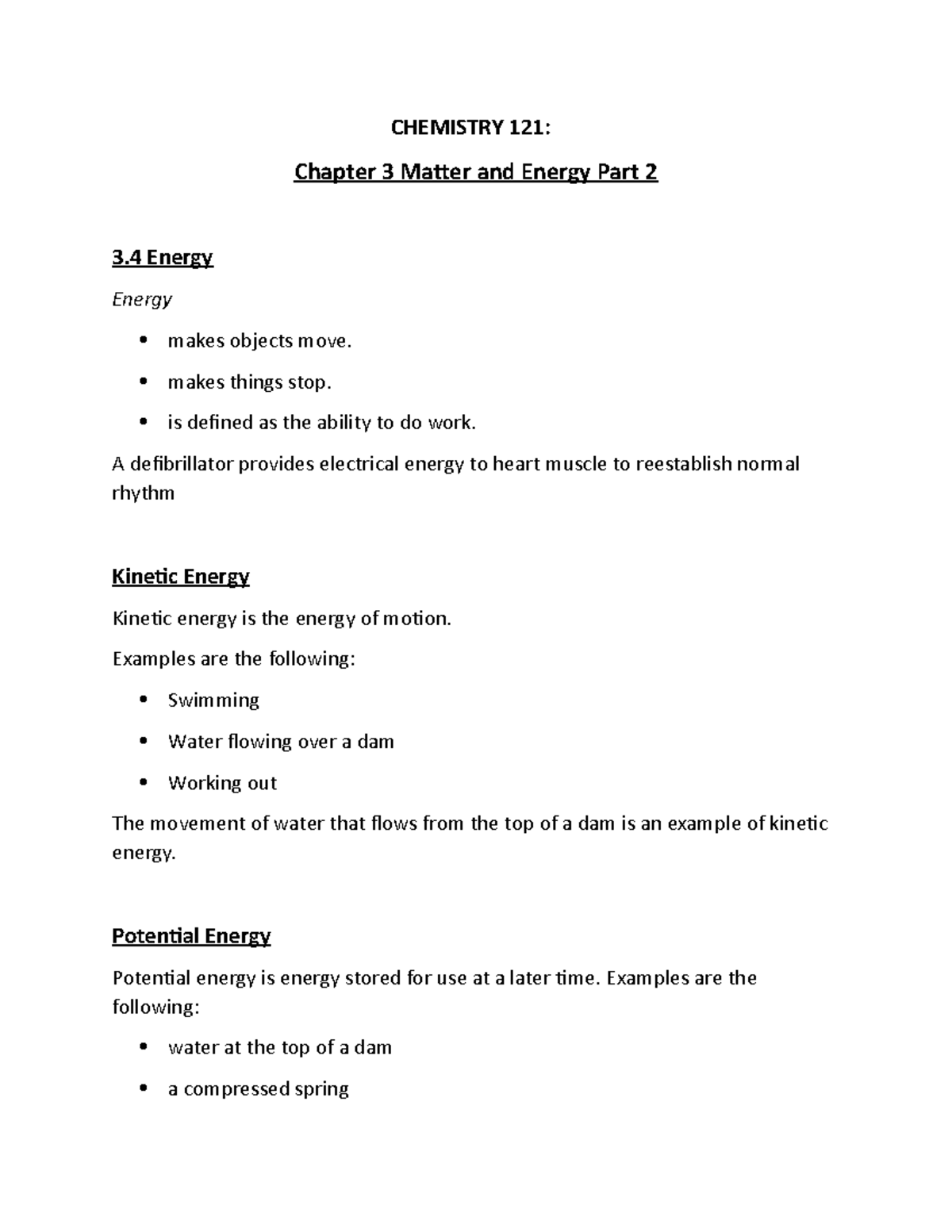CHE 121 Chap3 - Matter and Energy Part 2 - CHEMISTRY 121: Chapter 3 ...
