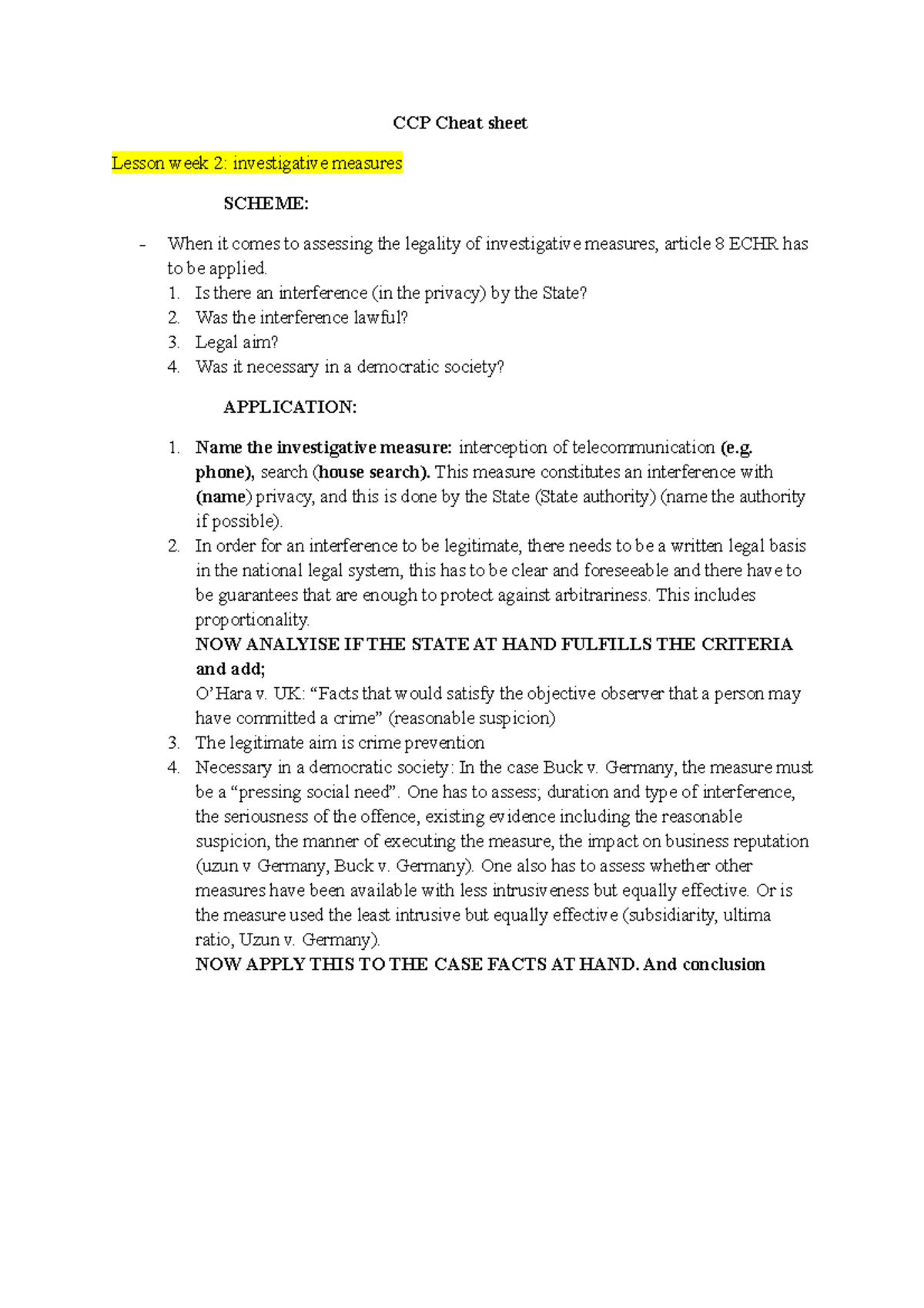 CCP-Cheat-sheet - notes - CCP Cheat sheet Lesson week 2: investigative ...