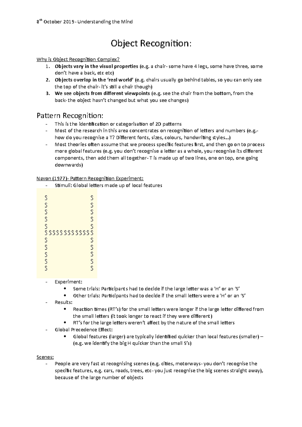 Object Recognition - Objects vary in the visual properties (e. a chair ...