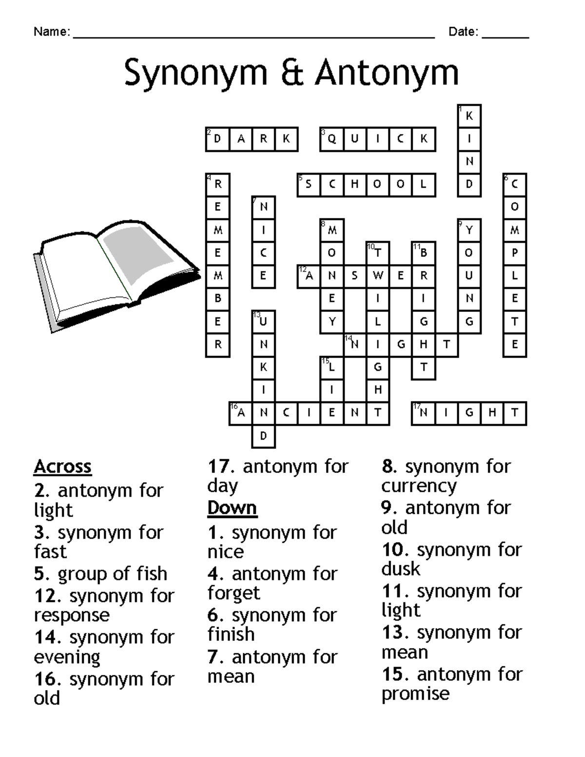 Synonym Antonym answer key - Name ...