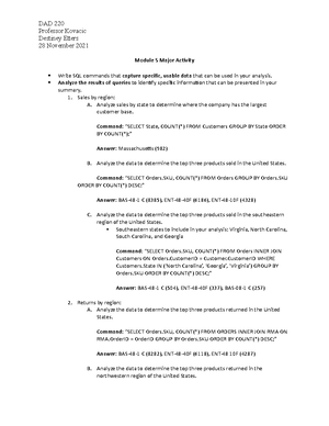 DAD 220 Module Three Major Activity Database Documentation - DAD 220 ...