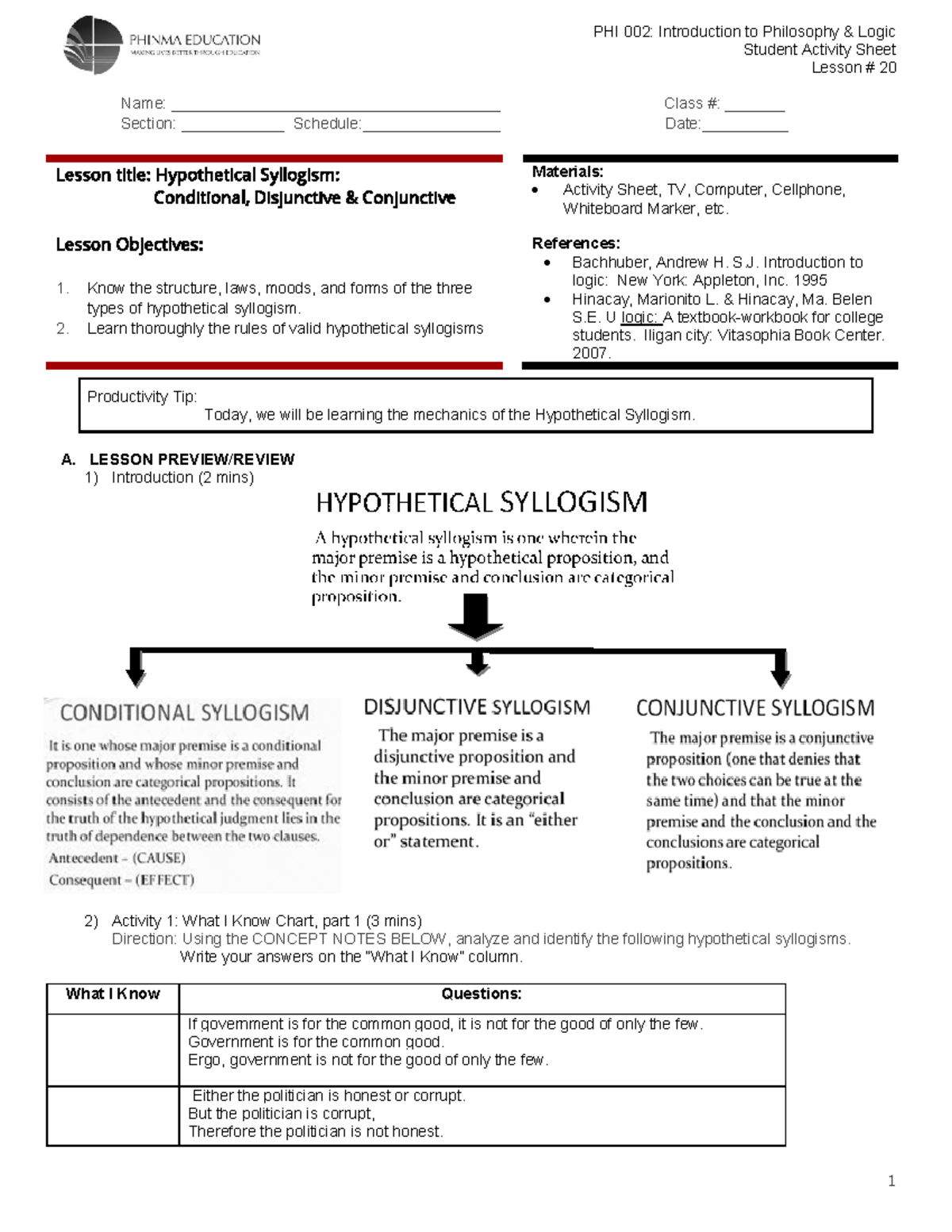 Copy of Lesson 20 Logic SAS - PHI 002: Introduction to Philosophy ...