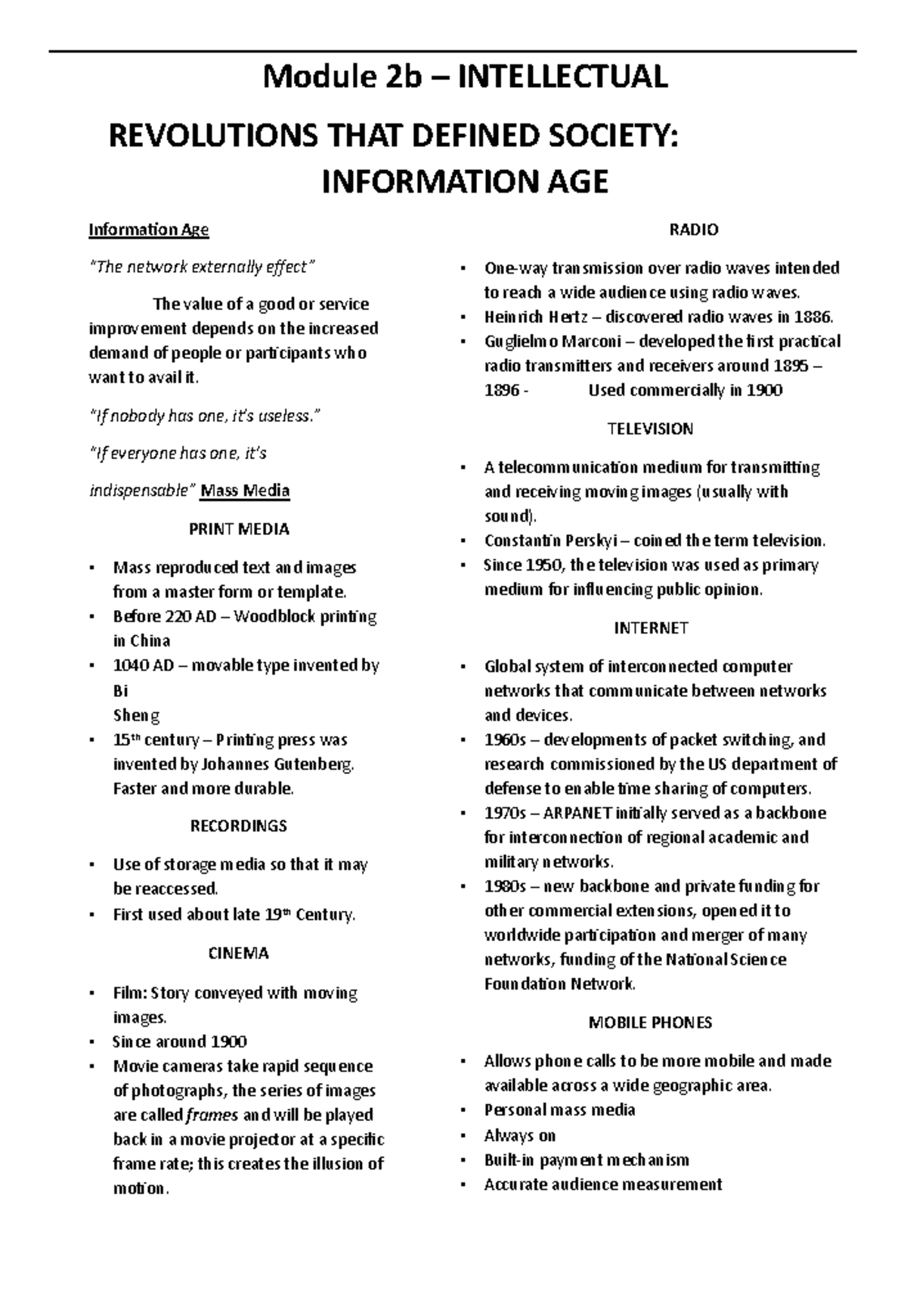 Intellectual Revolutions THAT Defined Society Information AGE - Module ...