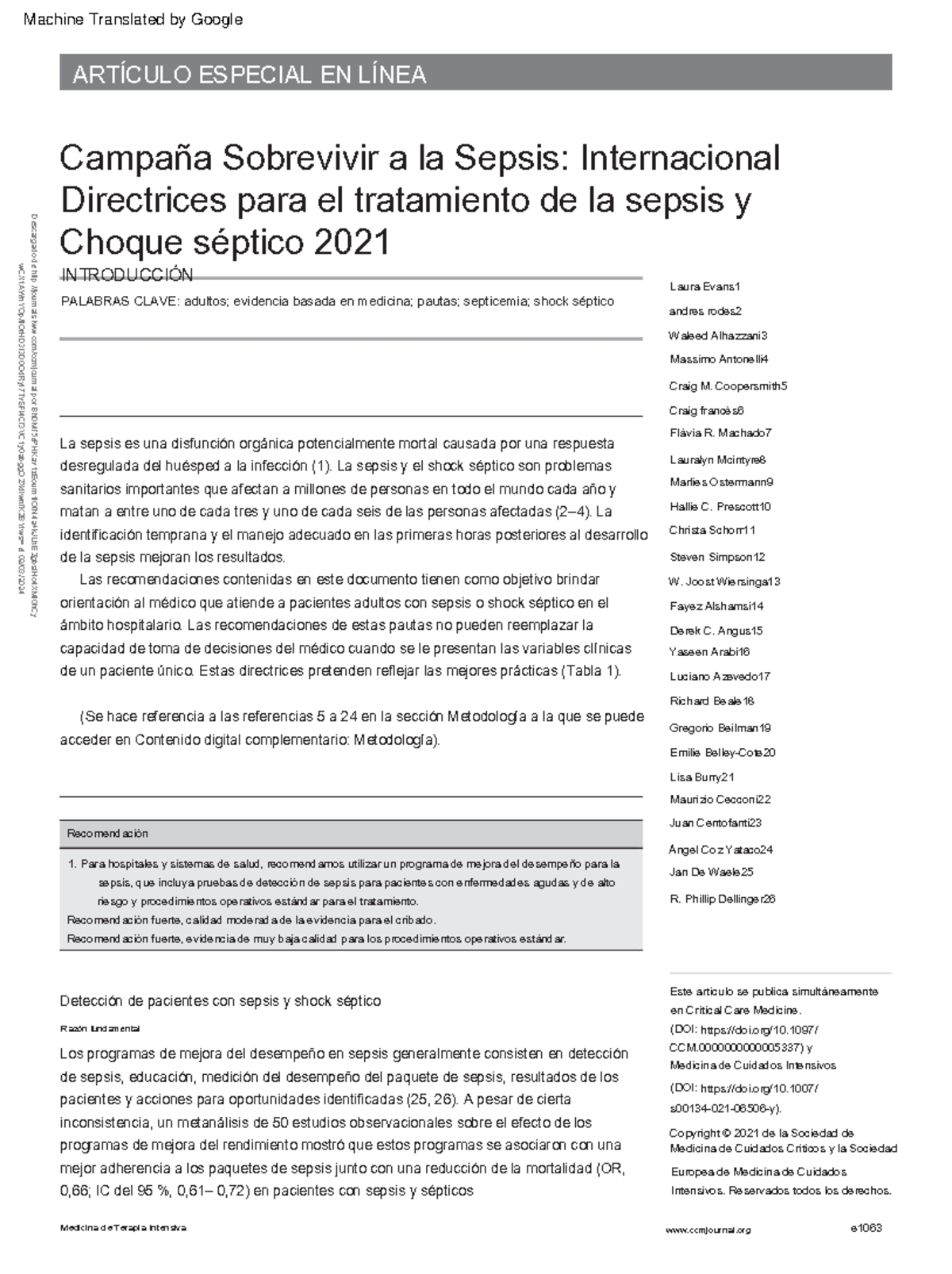 Campaña Sobreviviendo a la sepsis - CCM) y Medicina de Cuidados ...