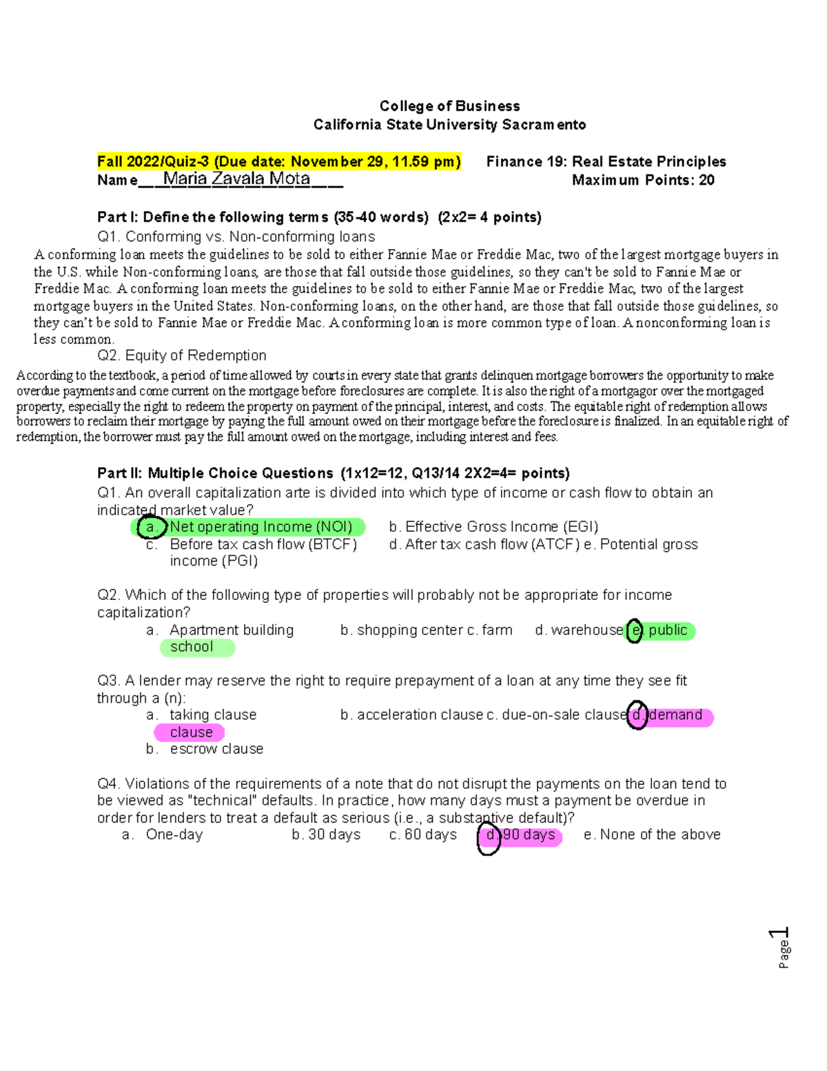 FIN19+Quiz3-+Fall22 - Quiz 3 - Page 1 College of Business California State University Sacramento ...