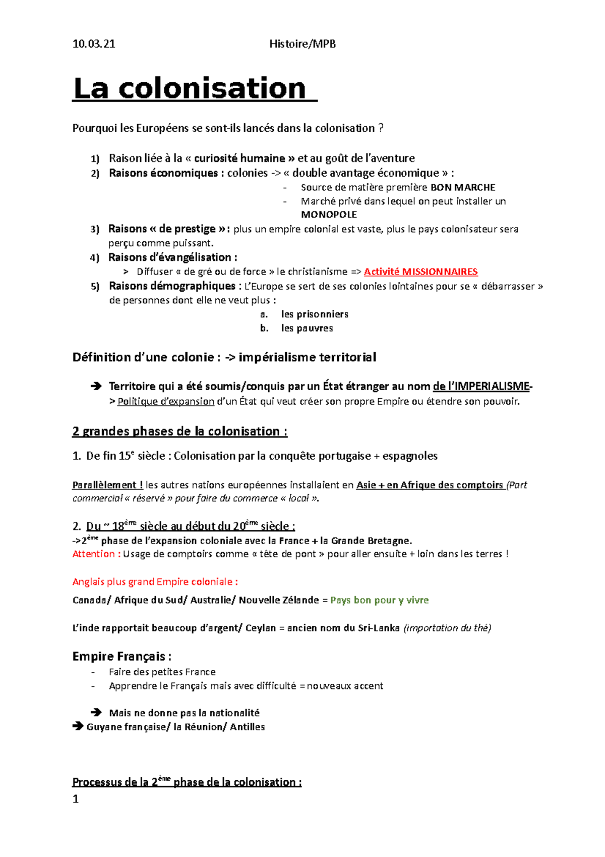 La colonisation histoire - La colonisation Pourquoi les Européens se ...