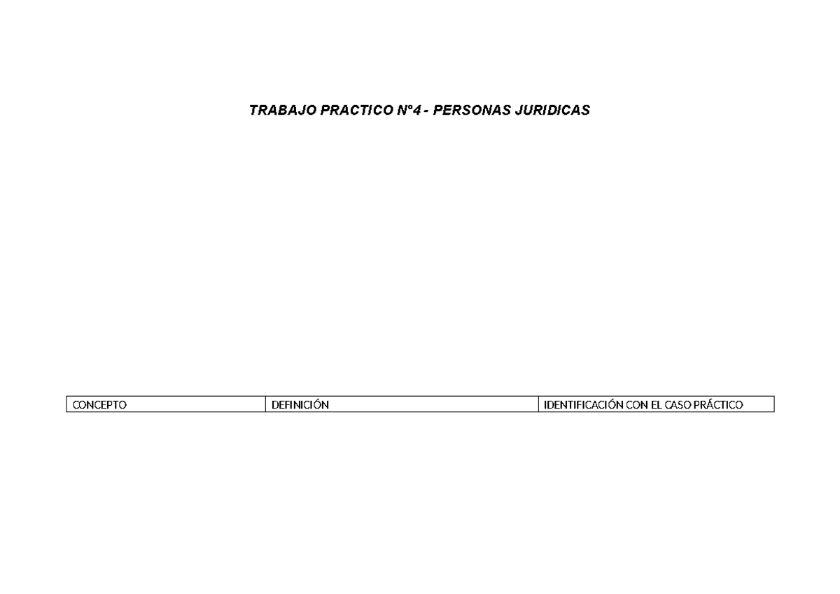 Trabajo Practico N°4 - Personas Juridicas - T - TRABAJO PRACTICO N°4 - PERSONAS JURIDICAS ...