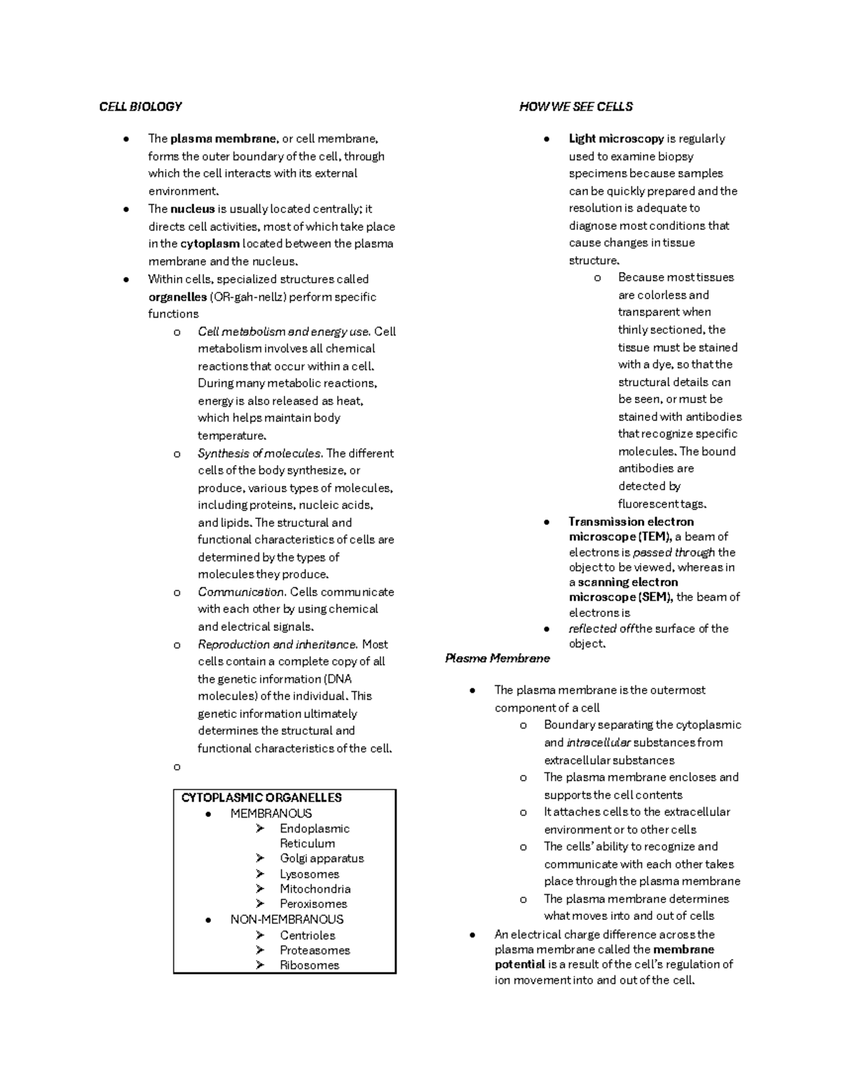 CELL- Biology - I need notes to have as my reviewer for my upcoming ...
