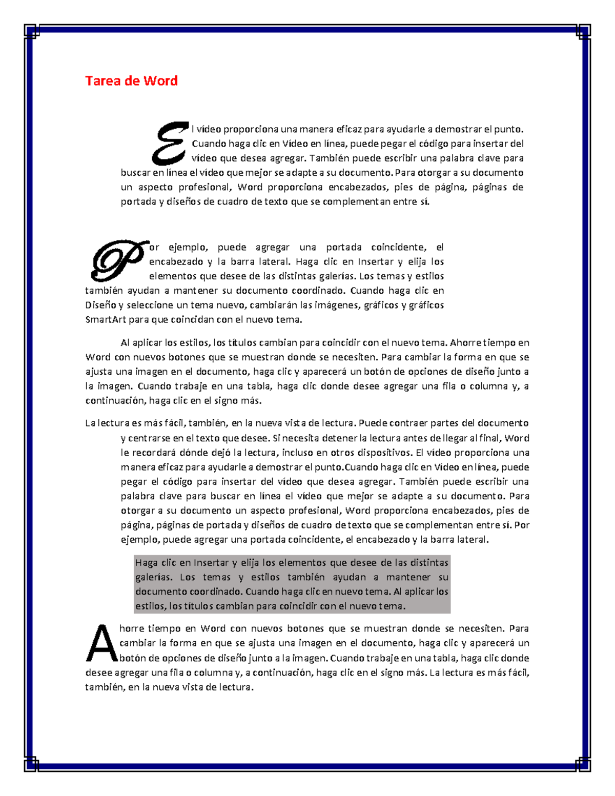 Tarea de Word - .... - Tarea de Word l vÌdeo proporciona una manera eficaz para ayudarle a ...