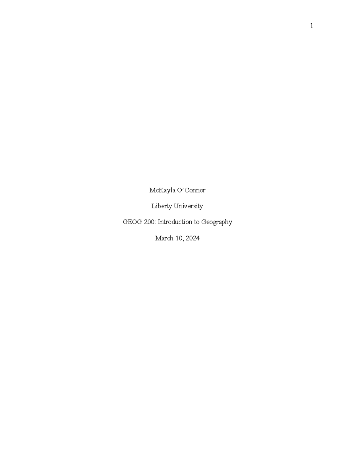 Geography Essay - helpful material - McKayla O’Connor Liberty ...