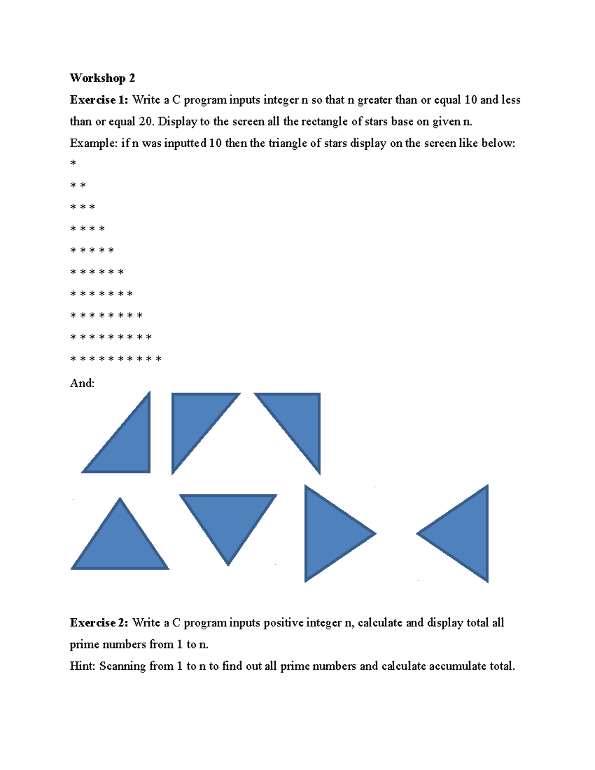 Loop WS extra - vong lap for - Workshop 2 Exercise 1: Write a C program ...
