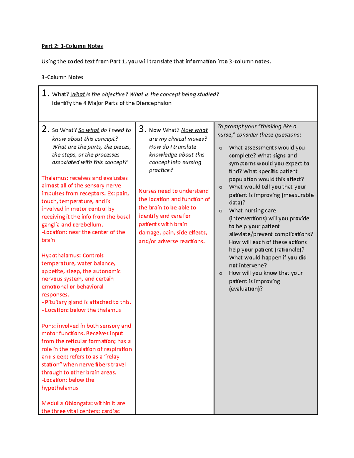 3-column Note Template - Part 2: 3-Column Notes Using the coded text ...