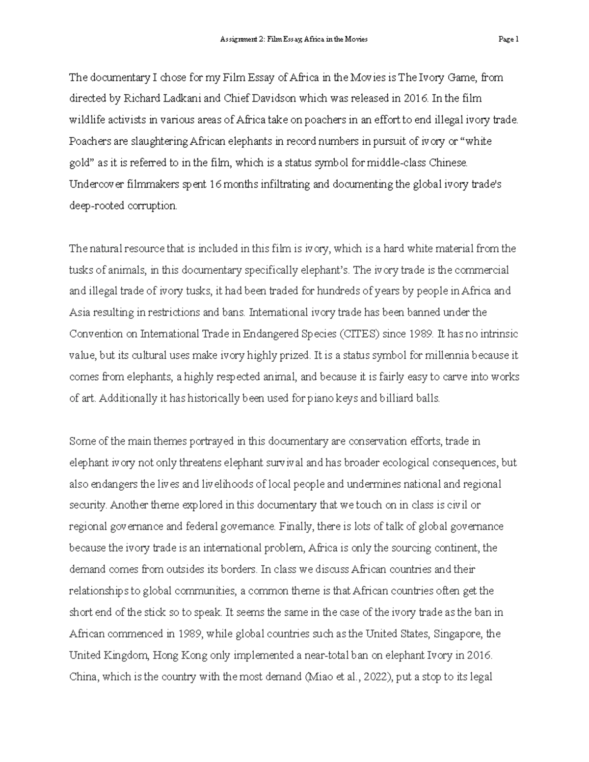 Assignment 2: Film Essay, Africa in the Movies - The documentary I ...