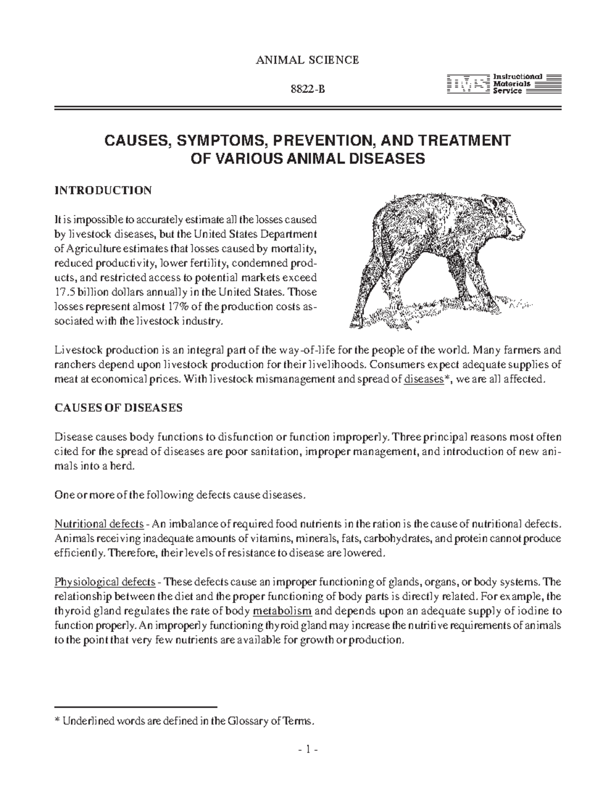 Livestock Diseases-1 - ANIMAL SCIENCE 8822-B CAUSES, SYMPTOMS ...