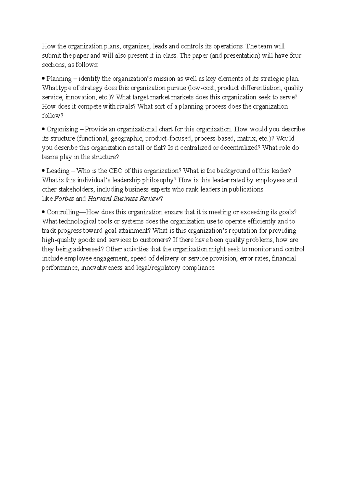 Functions of Management - Assignment Questions - How the organization ...