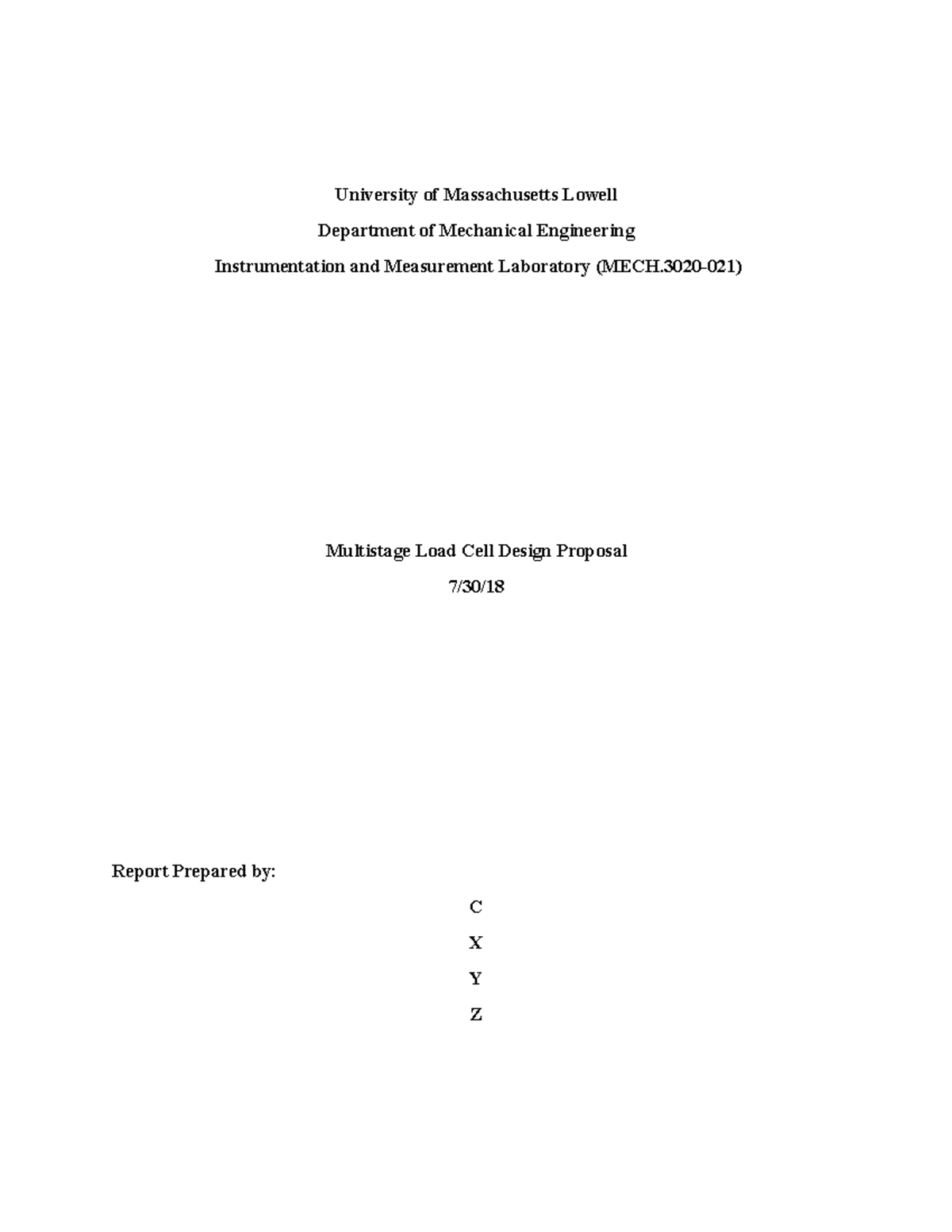 Design Proposal - University of Massachusetts Lowell Department of ...