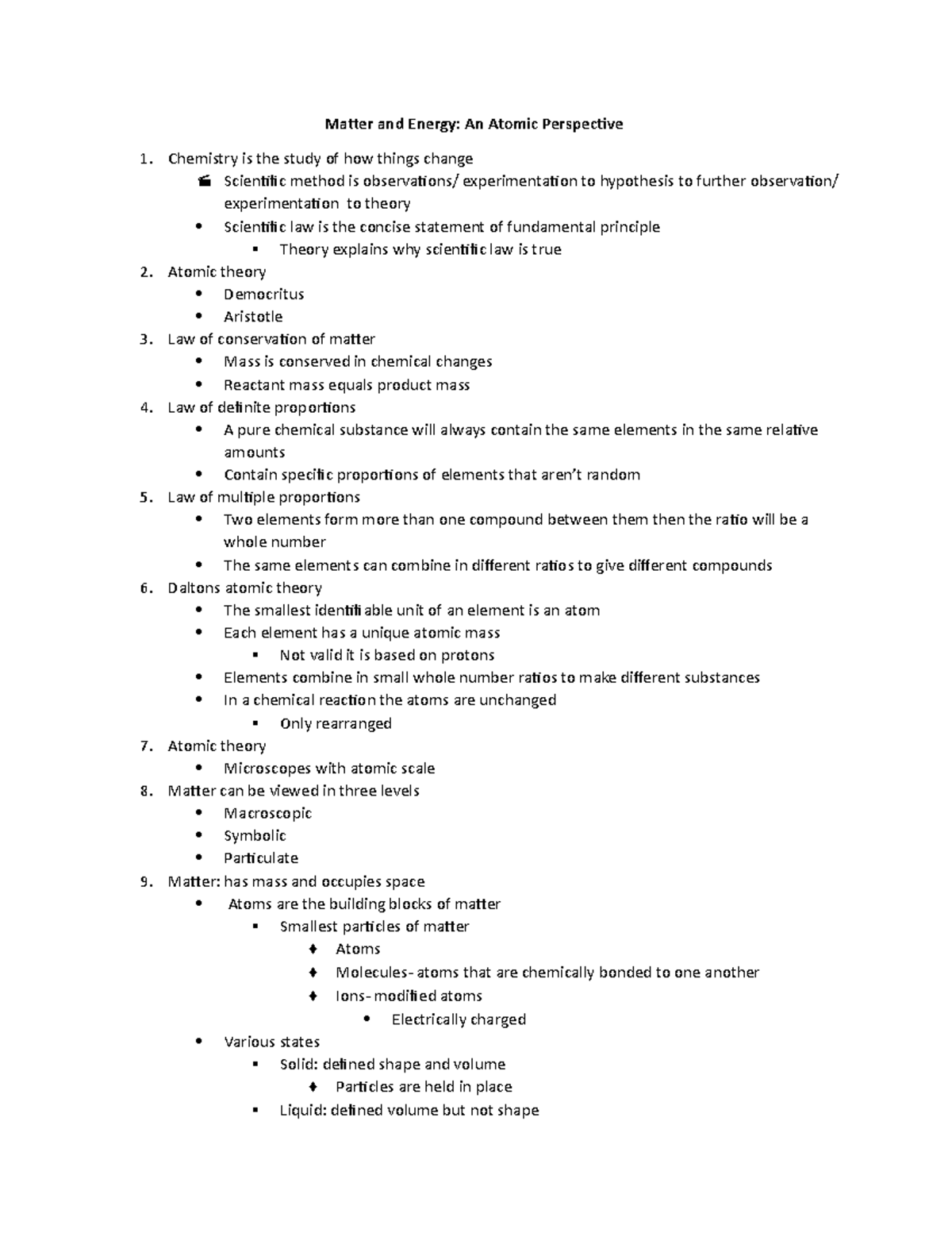 Chapter 1 - Lecture notes 1-2 - Matter and Energy: An Atomic ...