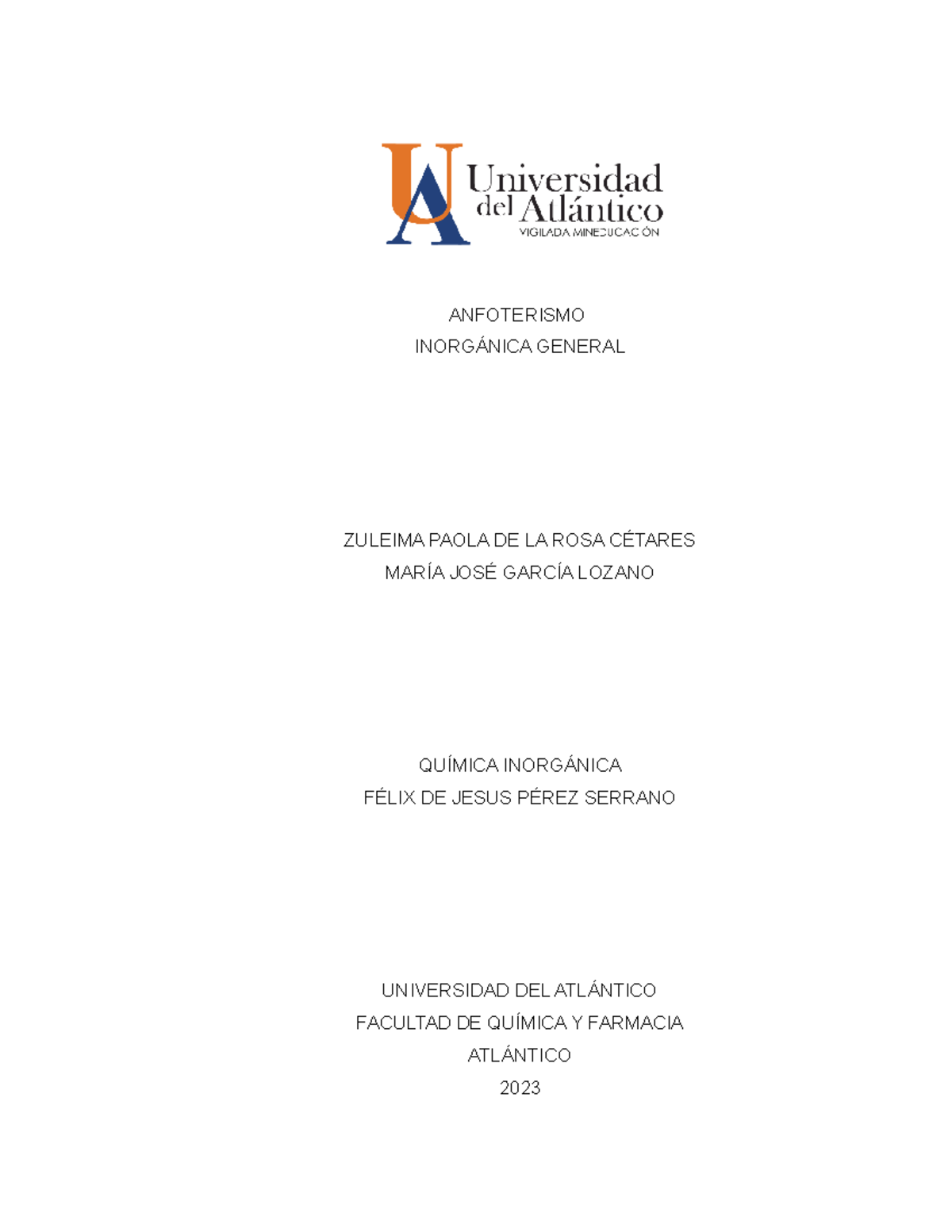 Inorgánica - come monda - ANFOTERISMO INORGÁNICA GENERAL ZULEIMA PAOLA ...