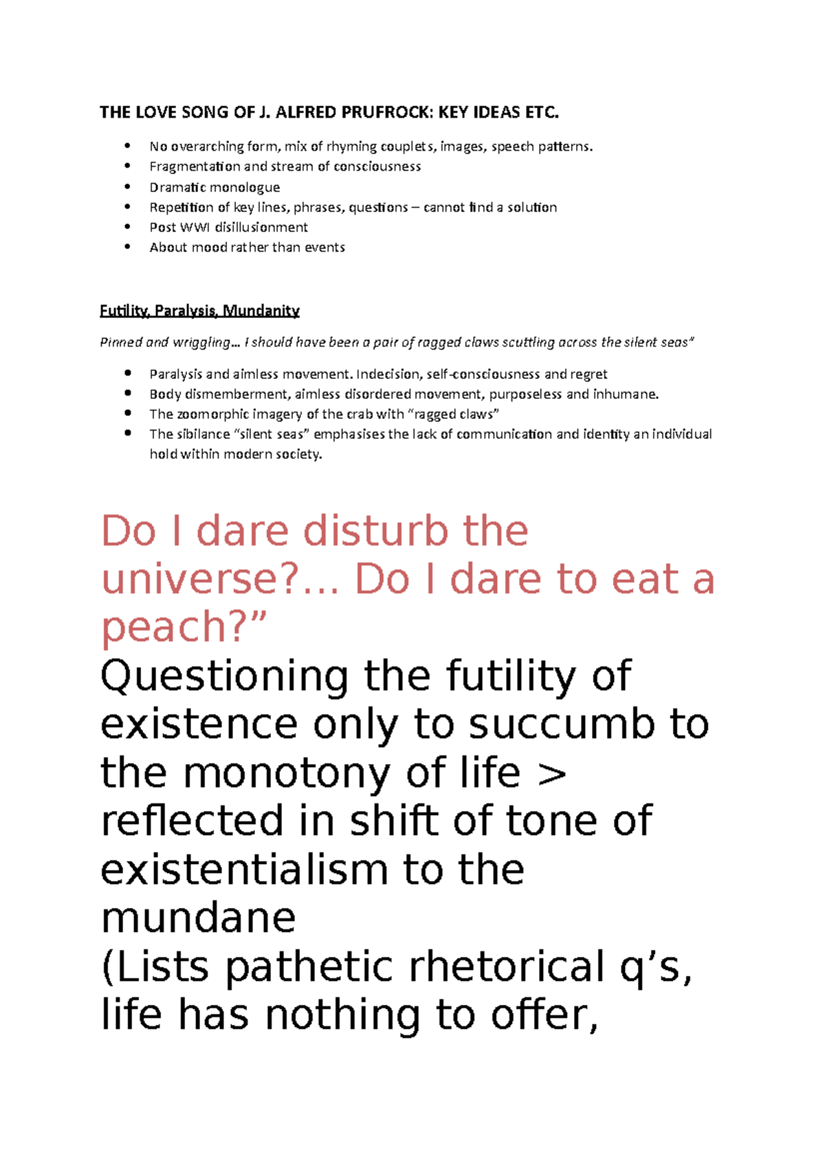 THE LOVE SONG OF J key ideas quotes etc - THE LOVE SONG OF J. ALFRED ...