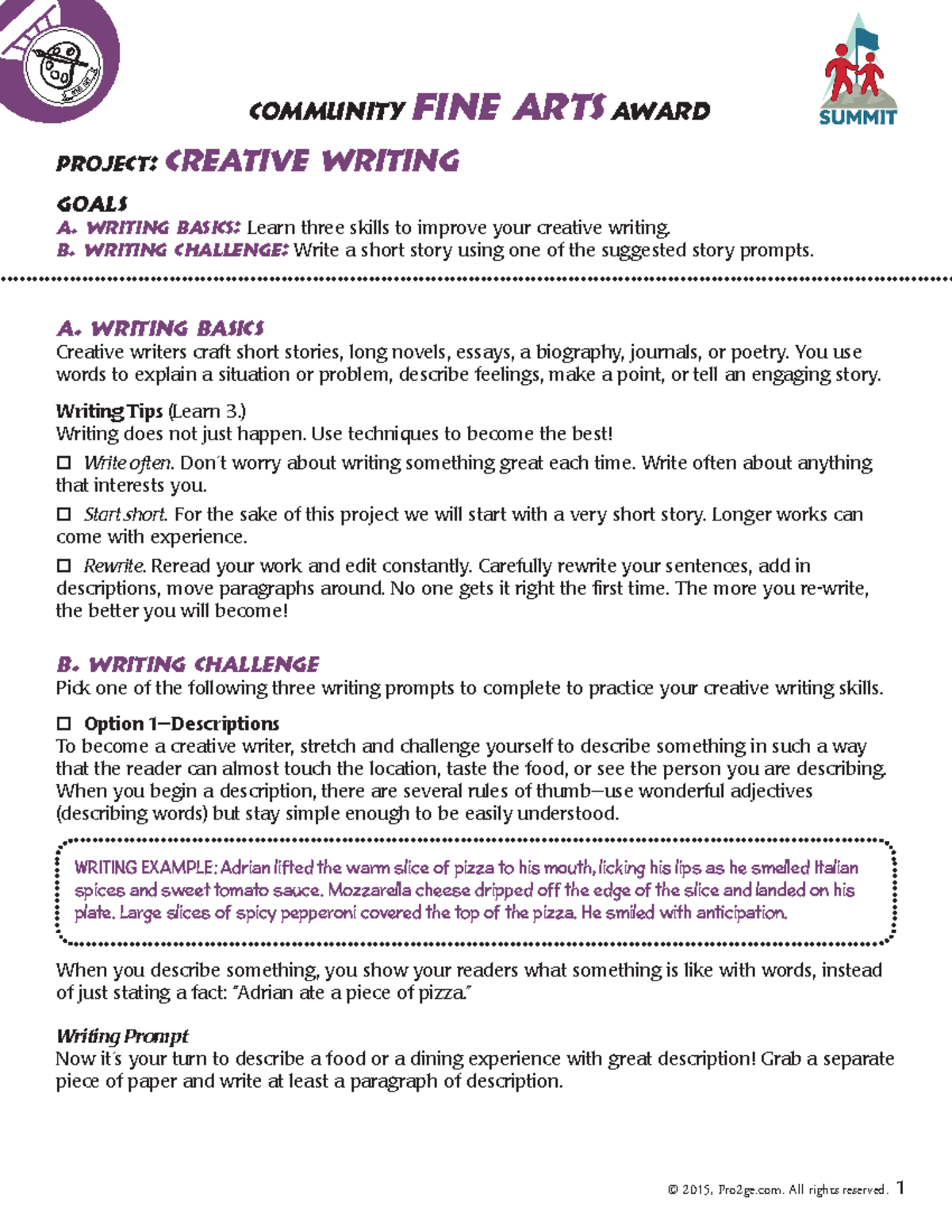 Project Awards-FINE ARTS-creativewriting - A. Writing Basics Creative ...