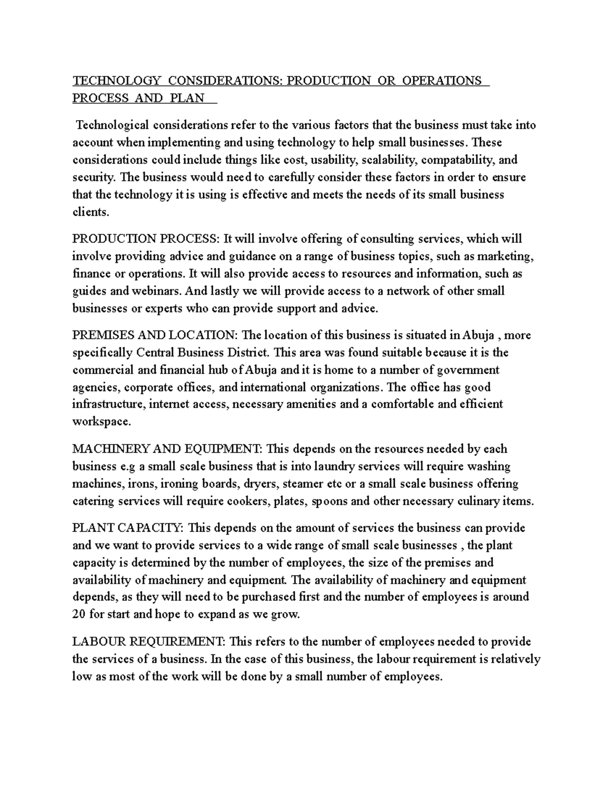 Technology Considerations - TECHNOLOGY CONSIDERATIONS: PRODUCTION OR ...