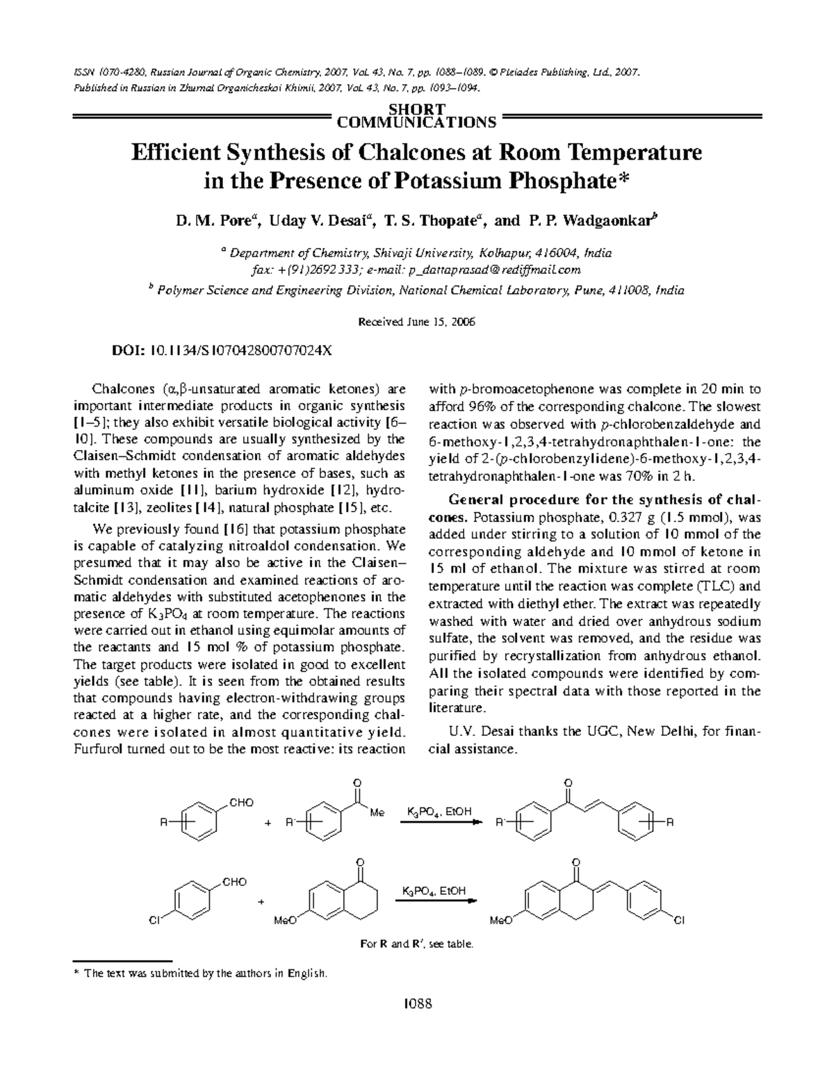 Chalcones - Chalcone synthesis at room temperature catalysed by ...