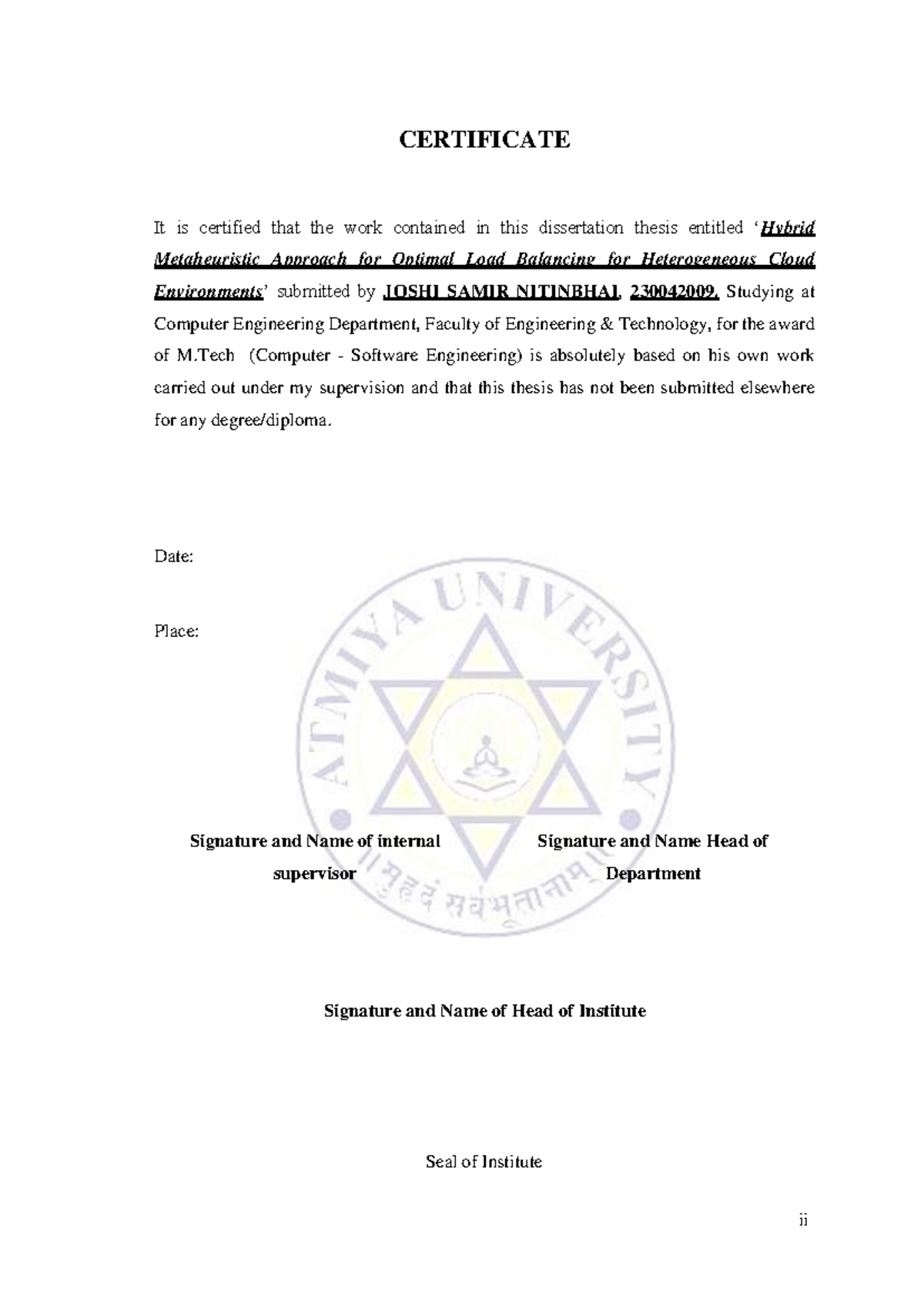 Certi - drtherhf - ii CERTIFICATE It is certified that the work ...