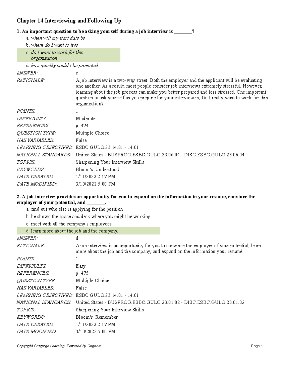 Chapter 14 Interviewing and Following Up - An important question to be ...