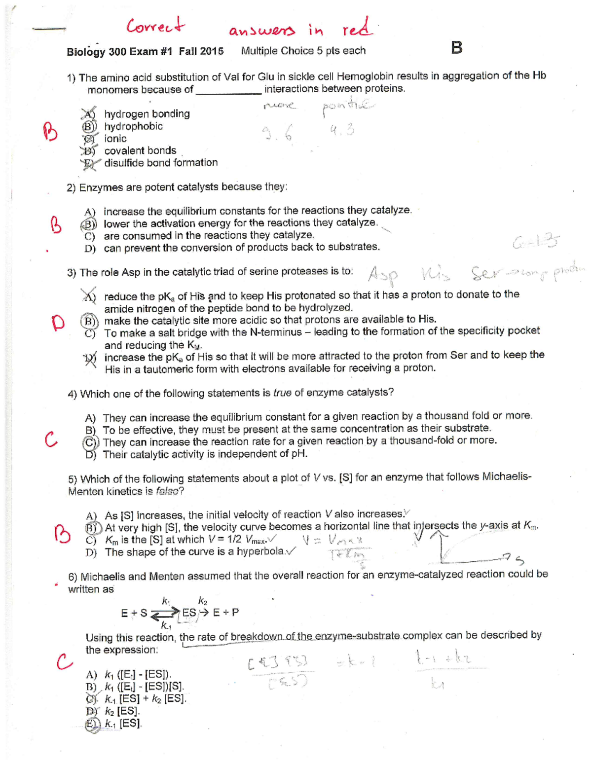 Exam 1 2015 - biol 300 exam 1 - Correct answers in red Biology 300 Exam ...