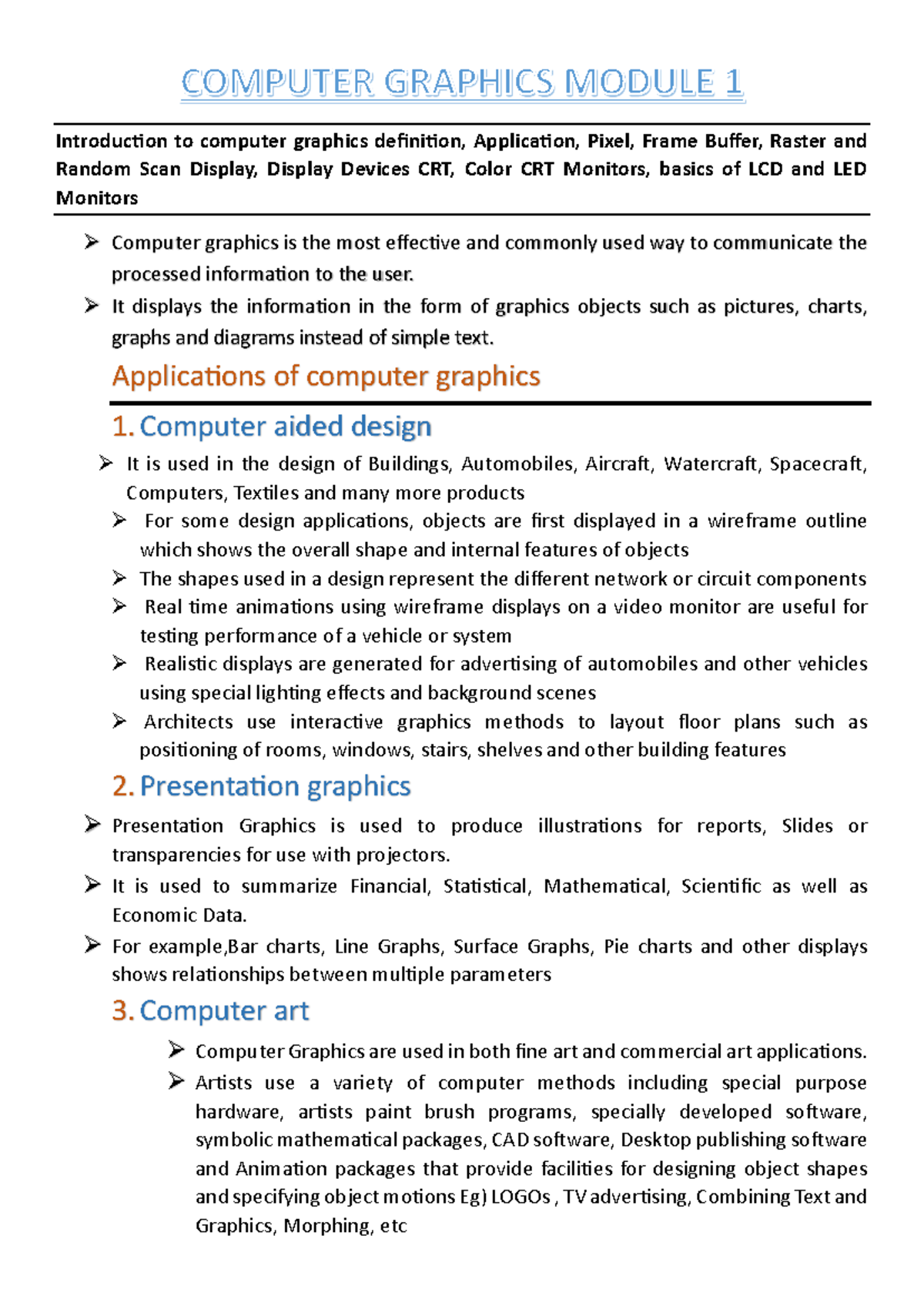 Computer Graphics Module 1-5 - Introduction to computer graphics ...
