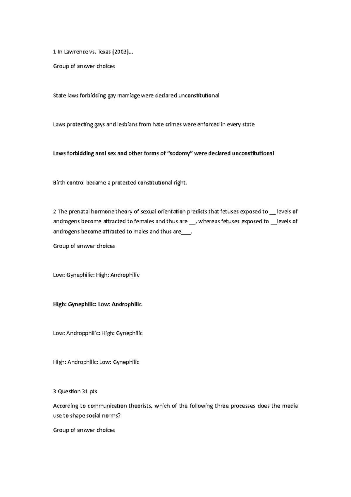 Exam 2021, questions and answers - 1 In Lawrence vs. Texas (2003 ...