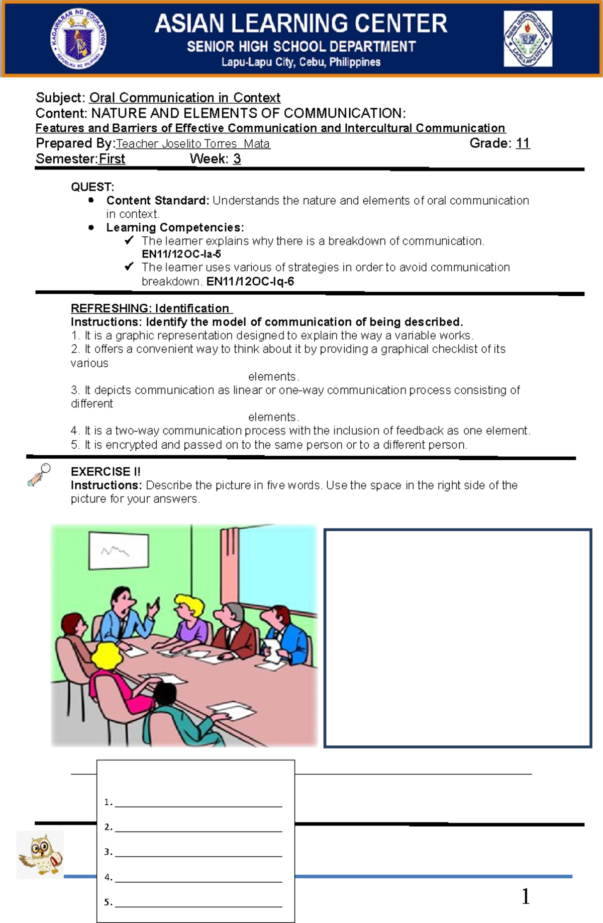 Oral Communication 3 ( Revised) - Subject: Oral Communication in ...