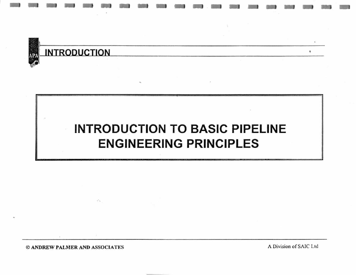 102 Intro Basic Pipeline 01-14 - APA INTRODUCTION INTRODUCTION TO BASIC ...